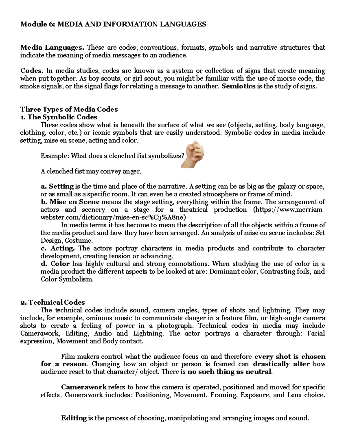 MIL - I need this - Module 6: MEDIA AND INFORMATION LANGUAGES Media ...