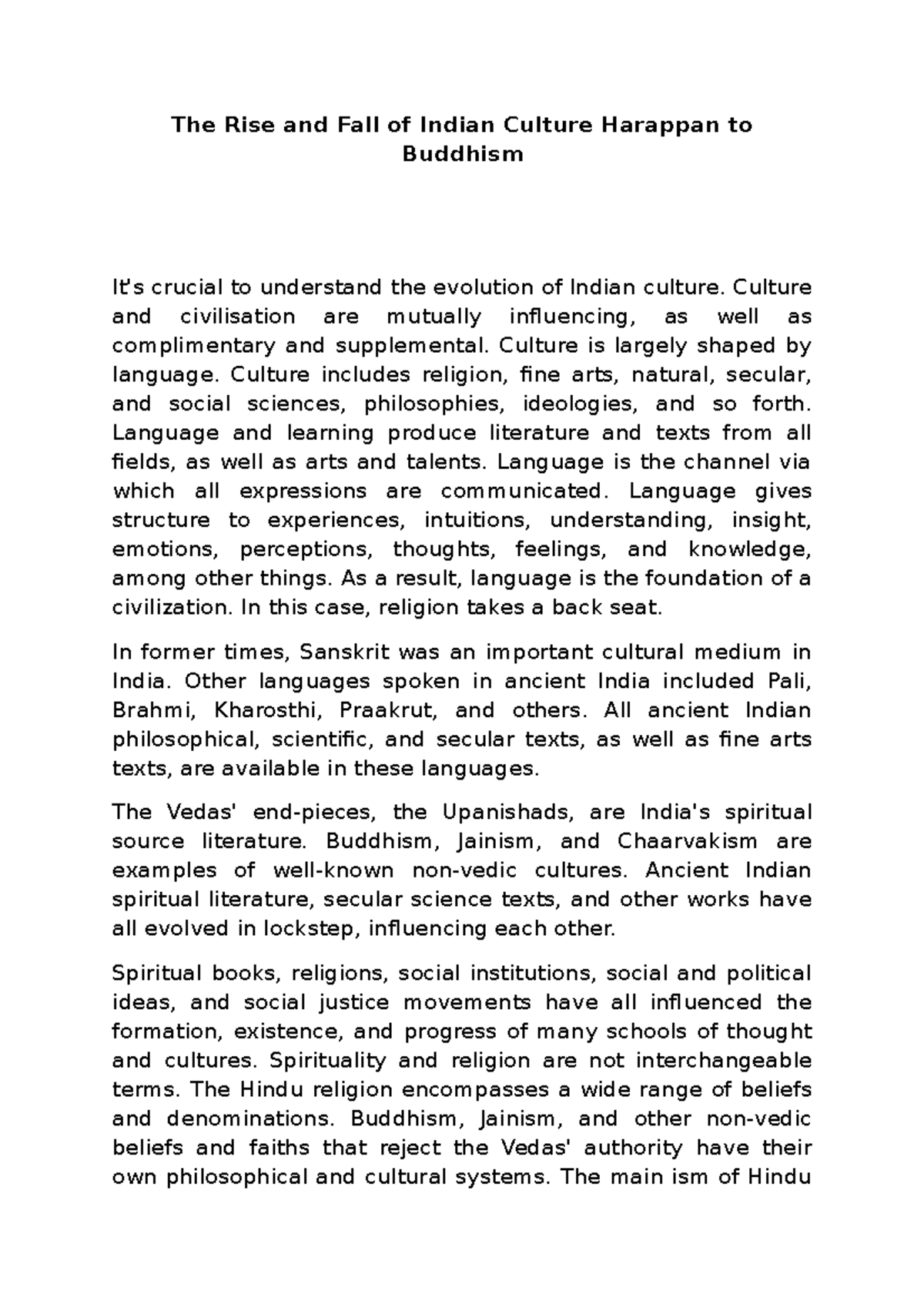 The Rise and Fall of Indian Culture Harappan to Buddhism - The Rise and ...