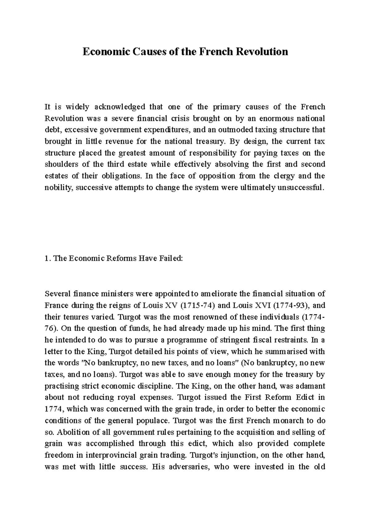 Economic Causes of the French Revolution - design, the current tax ...