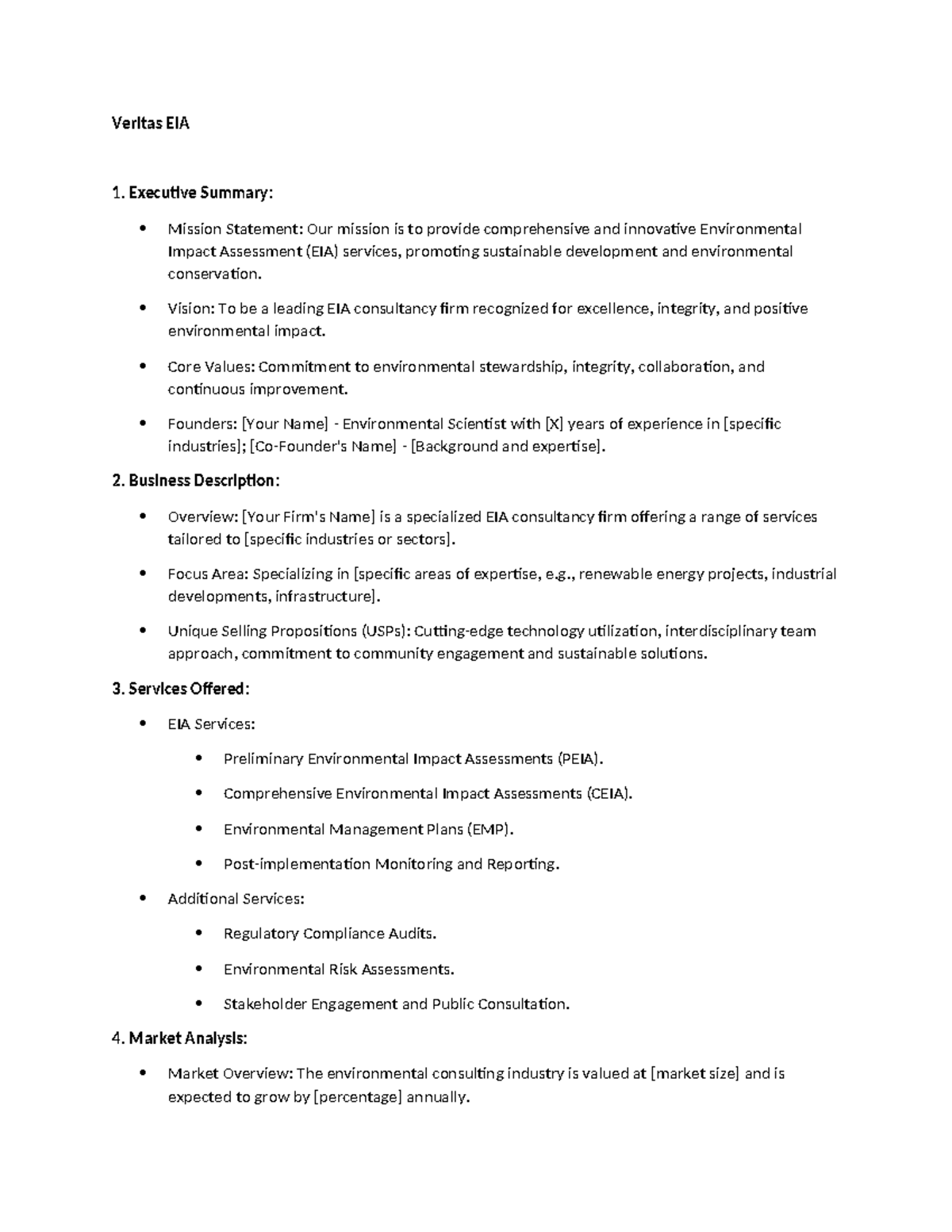 Veritas EIA - Weekly Assignments - Veritas EIA 1. Executive Summary ...