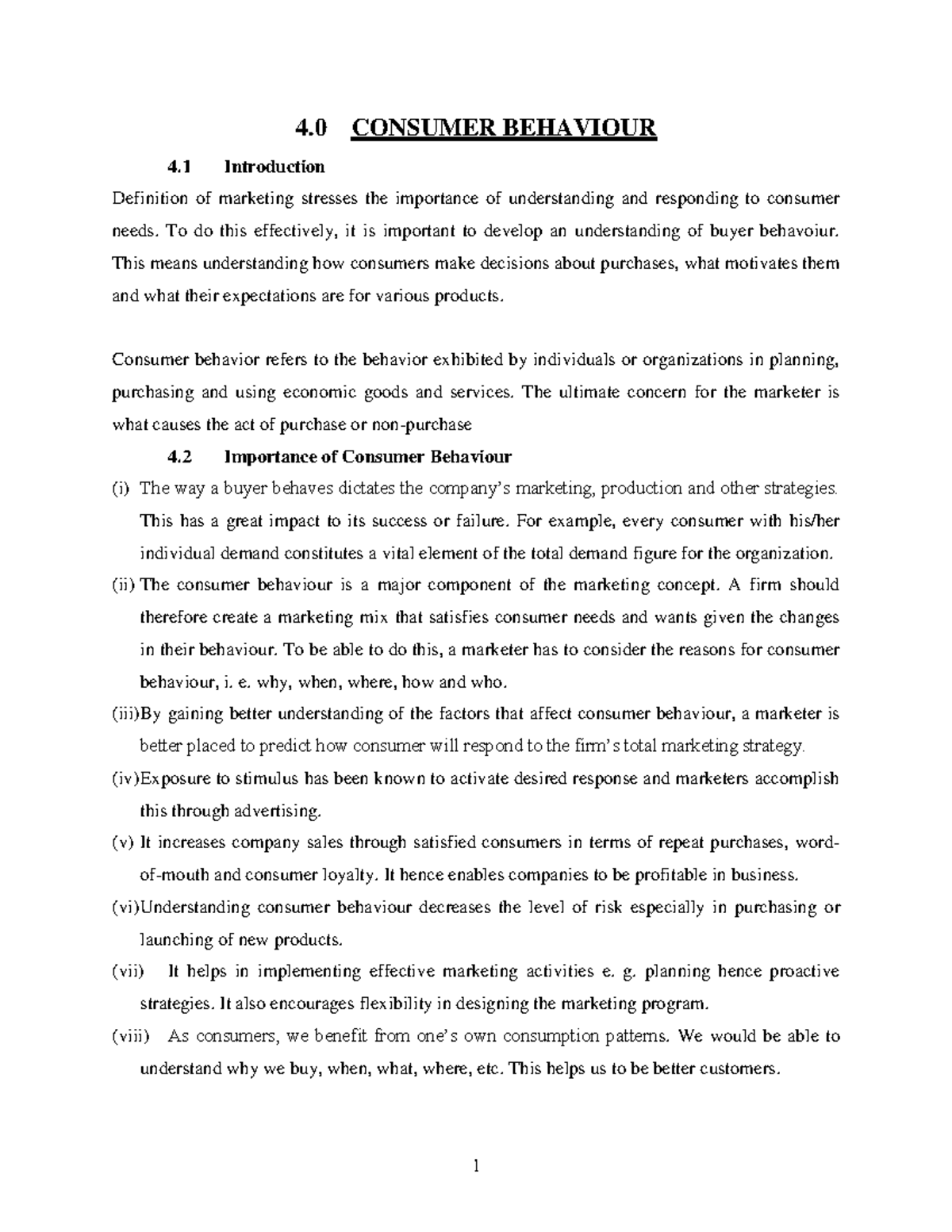 4 Consumer Behaviour Lecture Notes Marketing 4 Consumer Behaviour 4 Introduction Definition