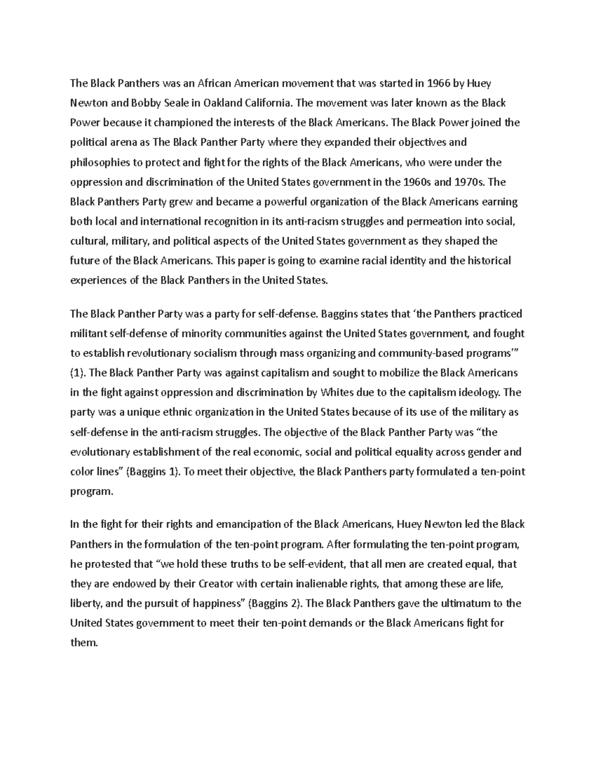 Oppression and discrimination US - The Black Panthers was an African ...