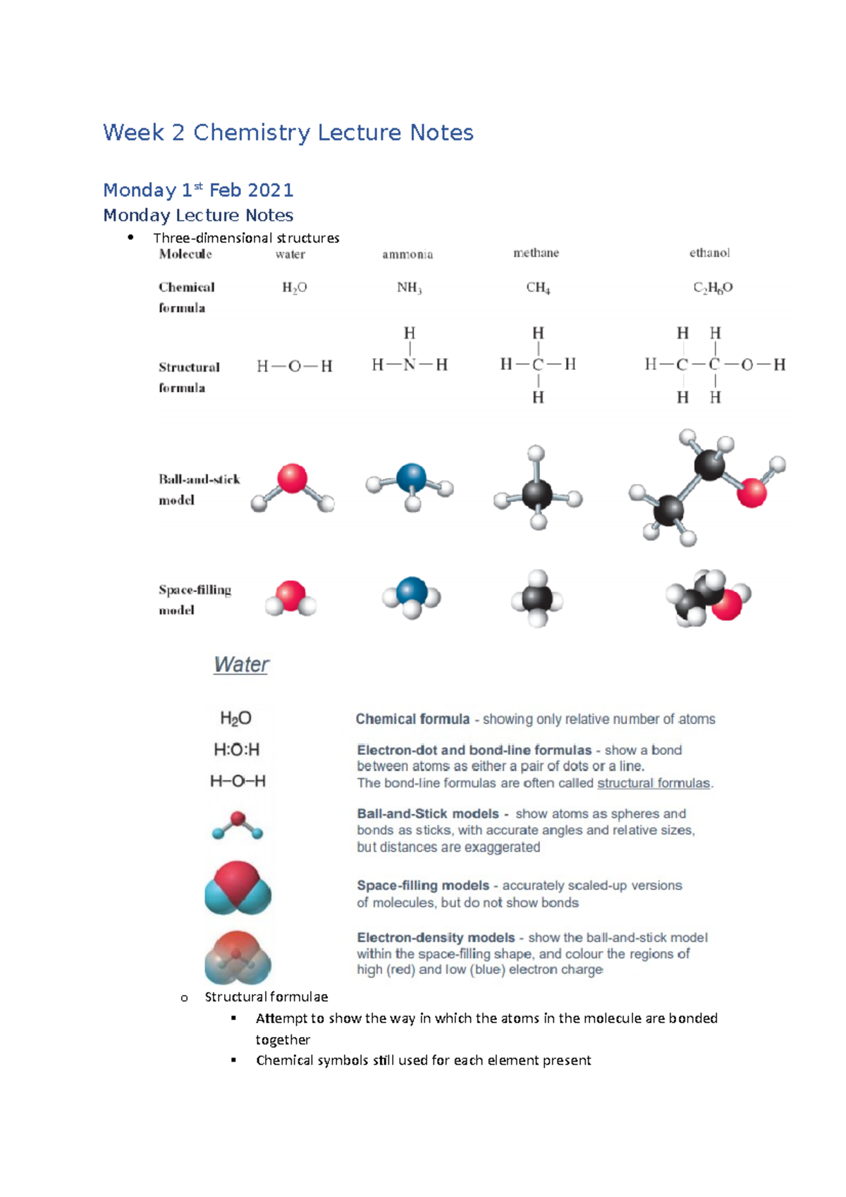 Week 2 Lec Notes - The atom (cont.). Chemistry nomenclature. Chemical ...