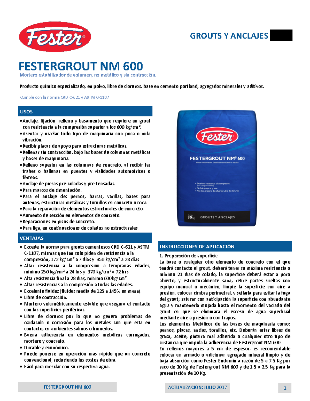 ficha tecnica de aditivos - FESTERGROUT NM 600 ACTUALIZACIÓN: JULIO ...