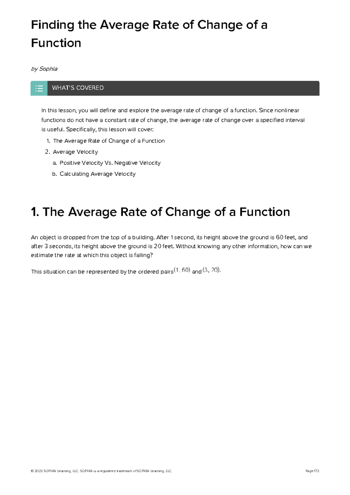 Precalculus unit-2-tutorials PDF10 - Finding the Average Rate of Change ...