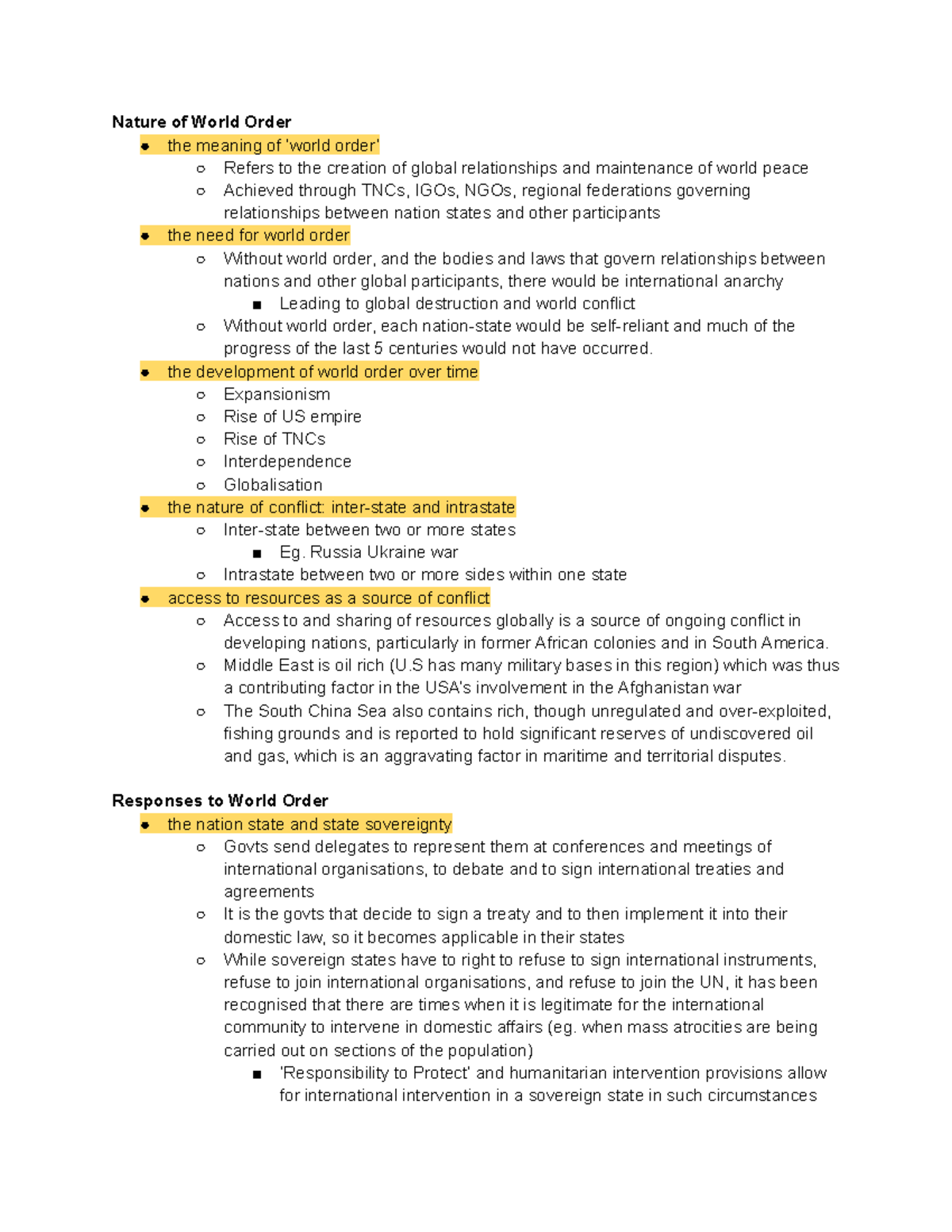 World Order Notes - Nature of World Order the meaning of ‘world order ...