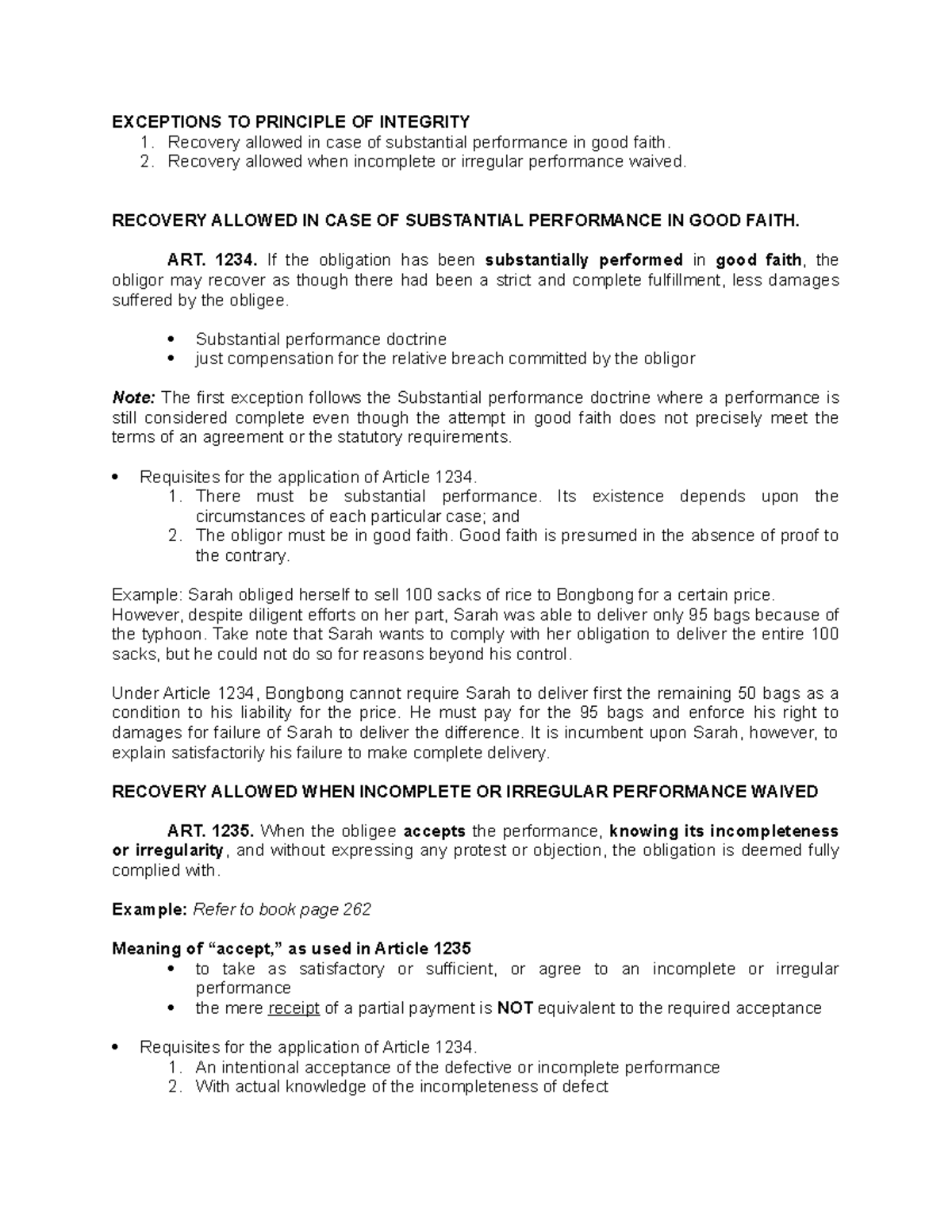 Obli written report - chapter 4 notes - EXCEPTIONS TO PRINCIPLE OF ...