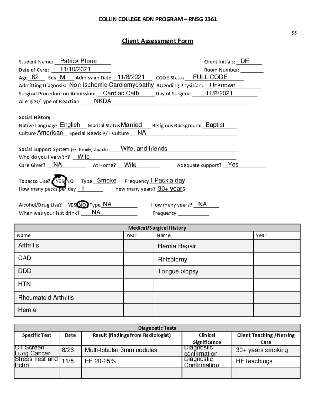 Phy&Patient - Nursing assignments, collin college use as needed. - 55 ...