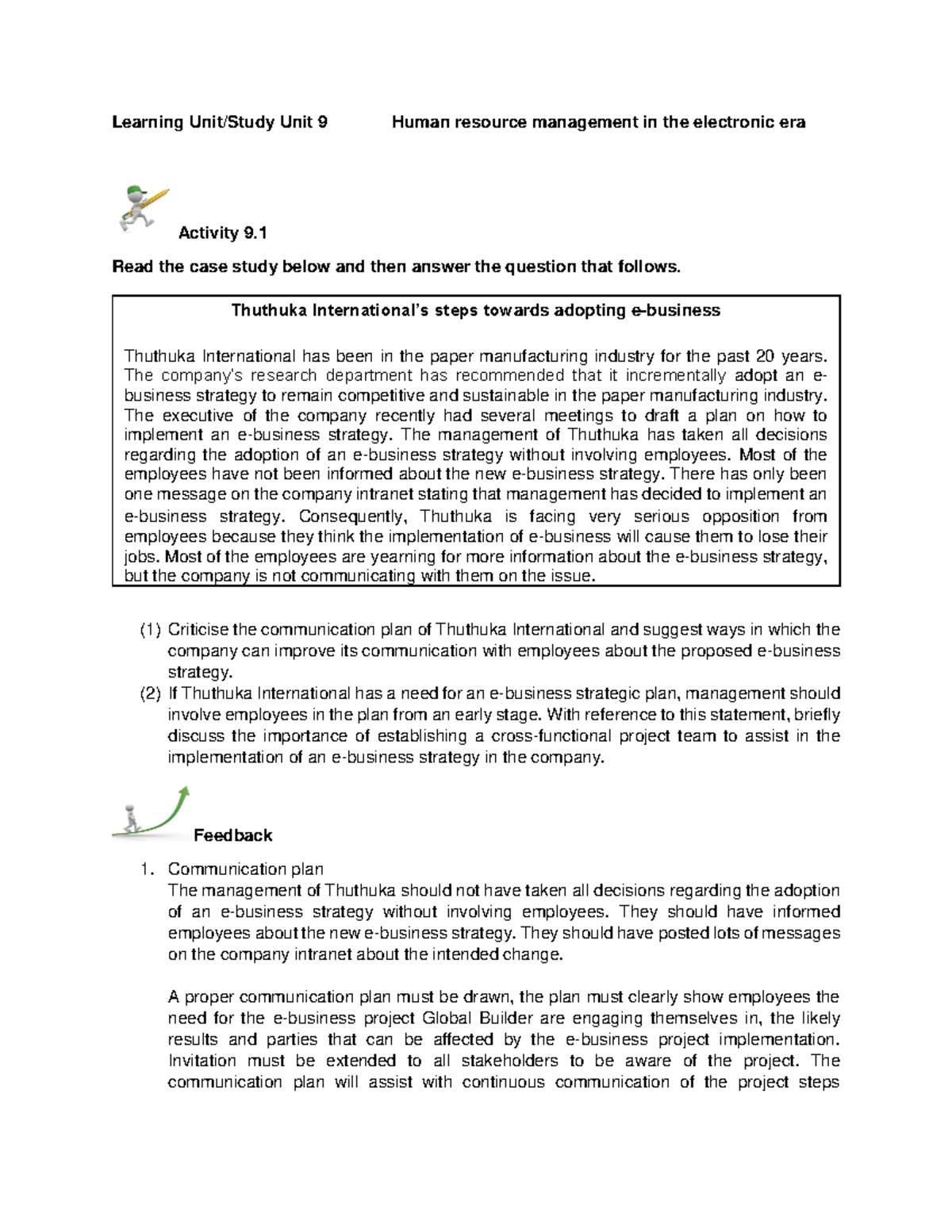 Activity 9 - notes - Learning Unit/Study Unit 9 Human resource ...