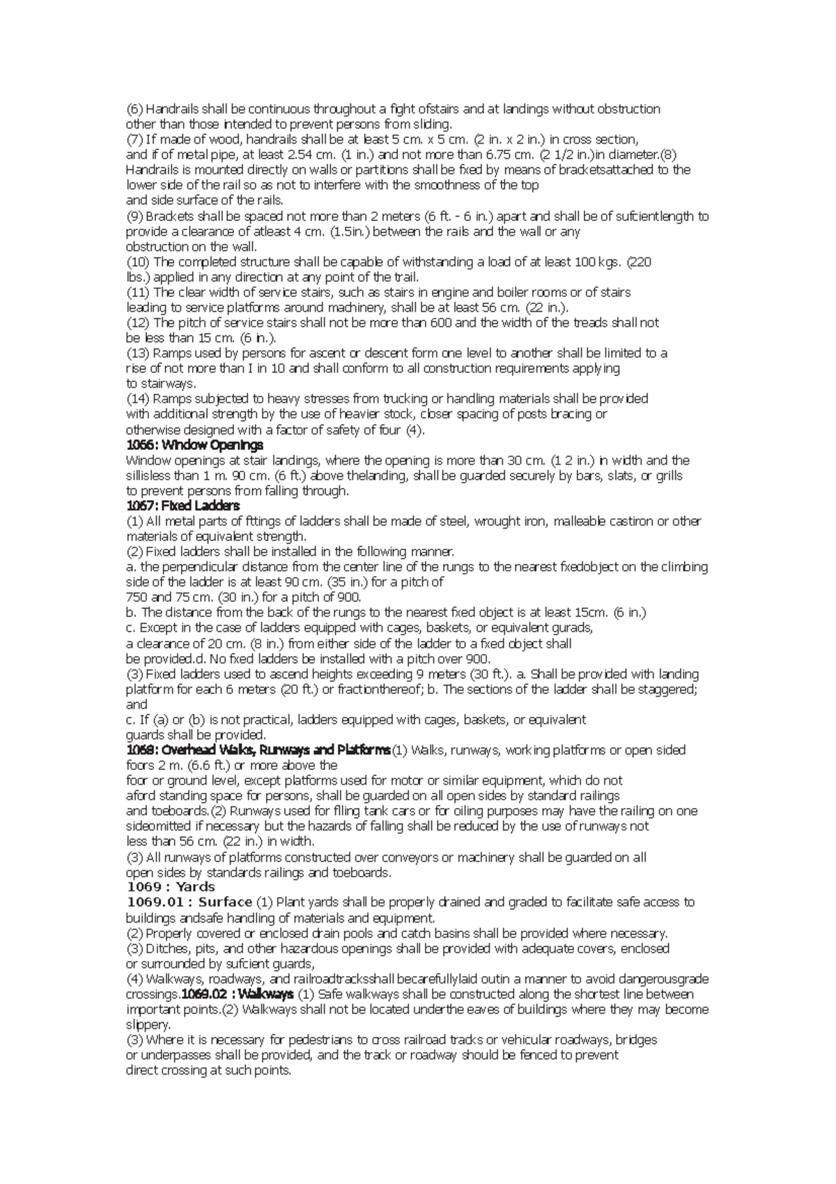 Osh 8 - osh notes - (6) Handrails shall be continuous throughout a ...