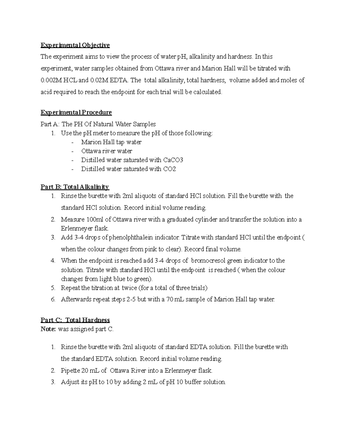 Chm 2313 lab ex 1 - lab report - Experimental Objective The experiment aims to view the process ...