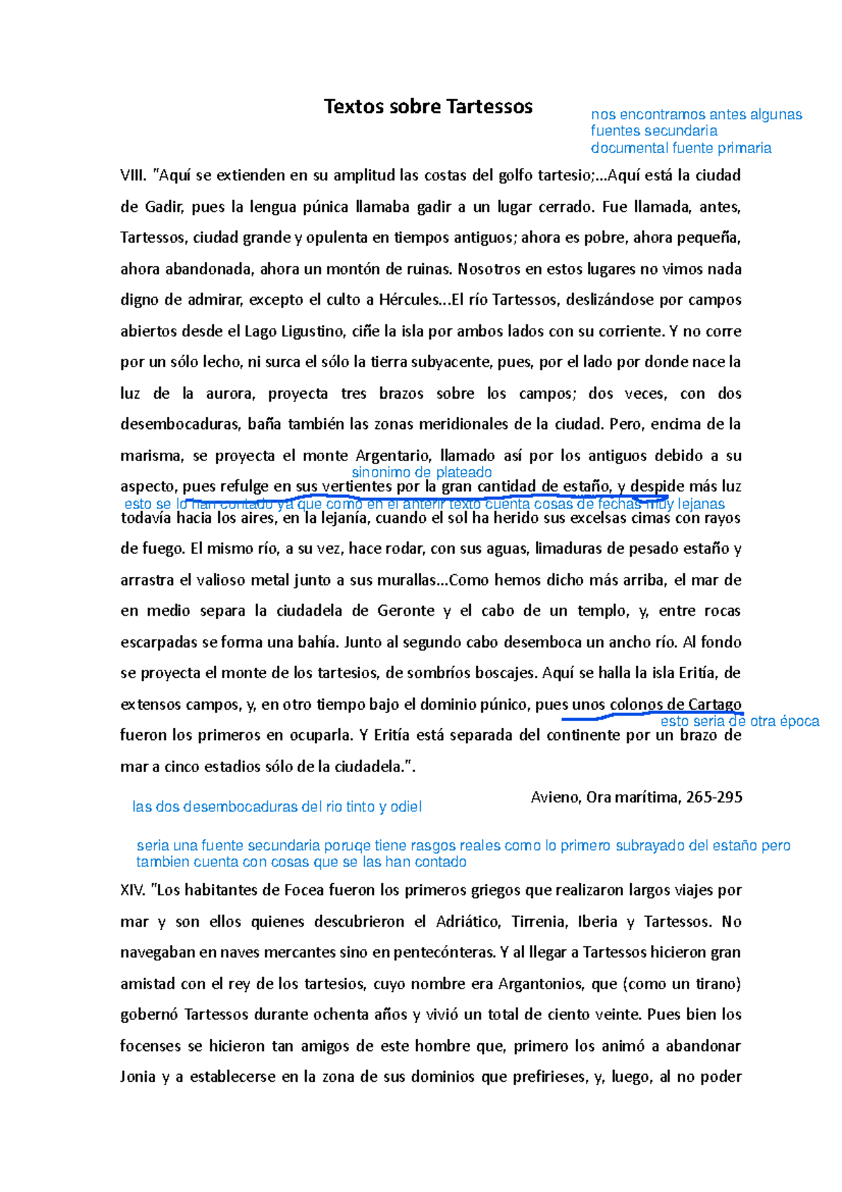 Textos sobre Tartessos II - "Aquí se extienden en su amplitud las ...
