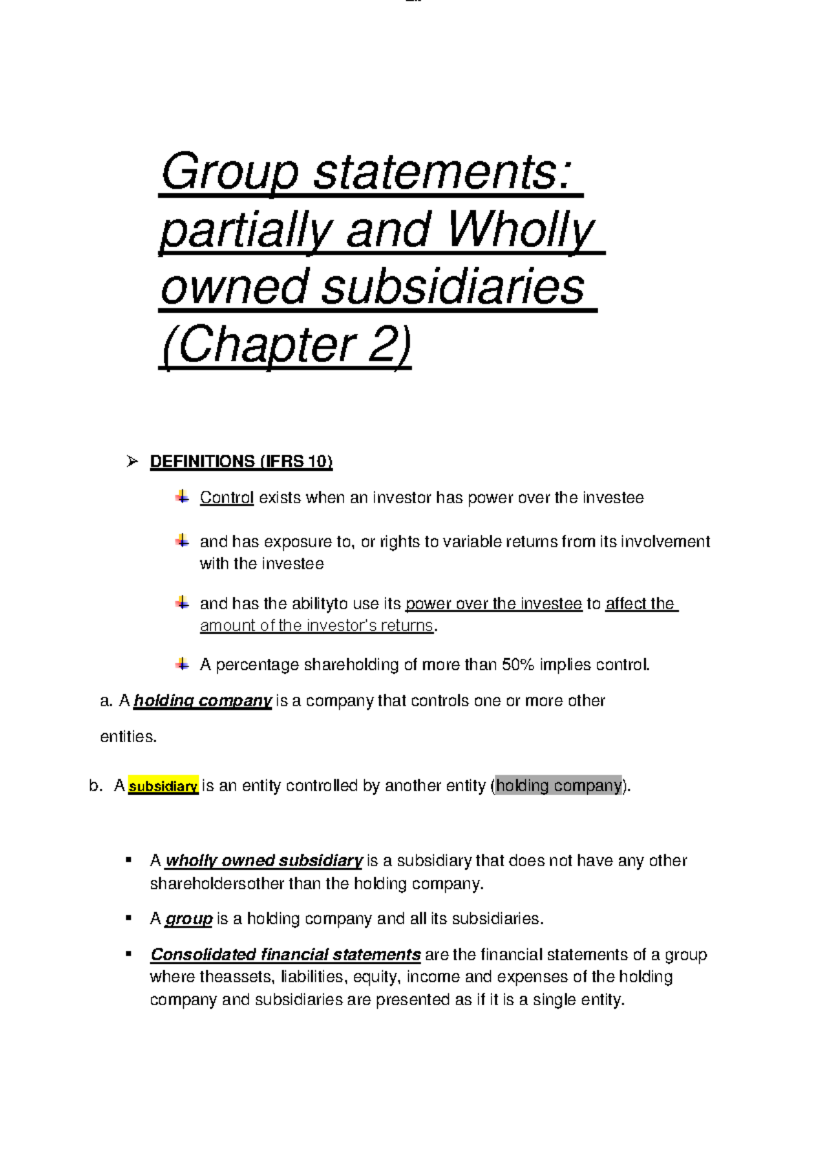 Chapter-2-notes - Summary Financial Accounting - Group statements ...