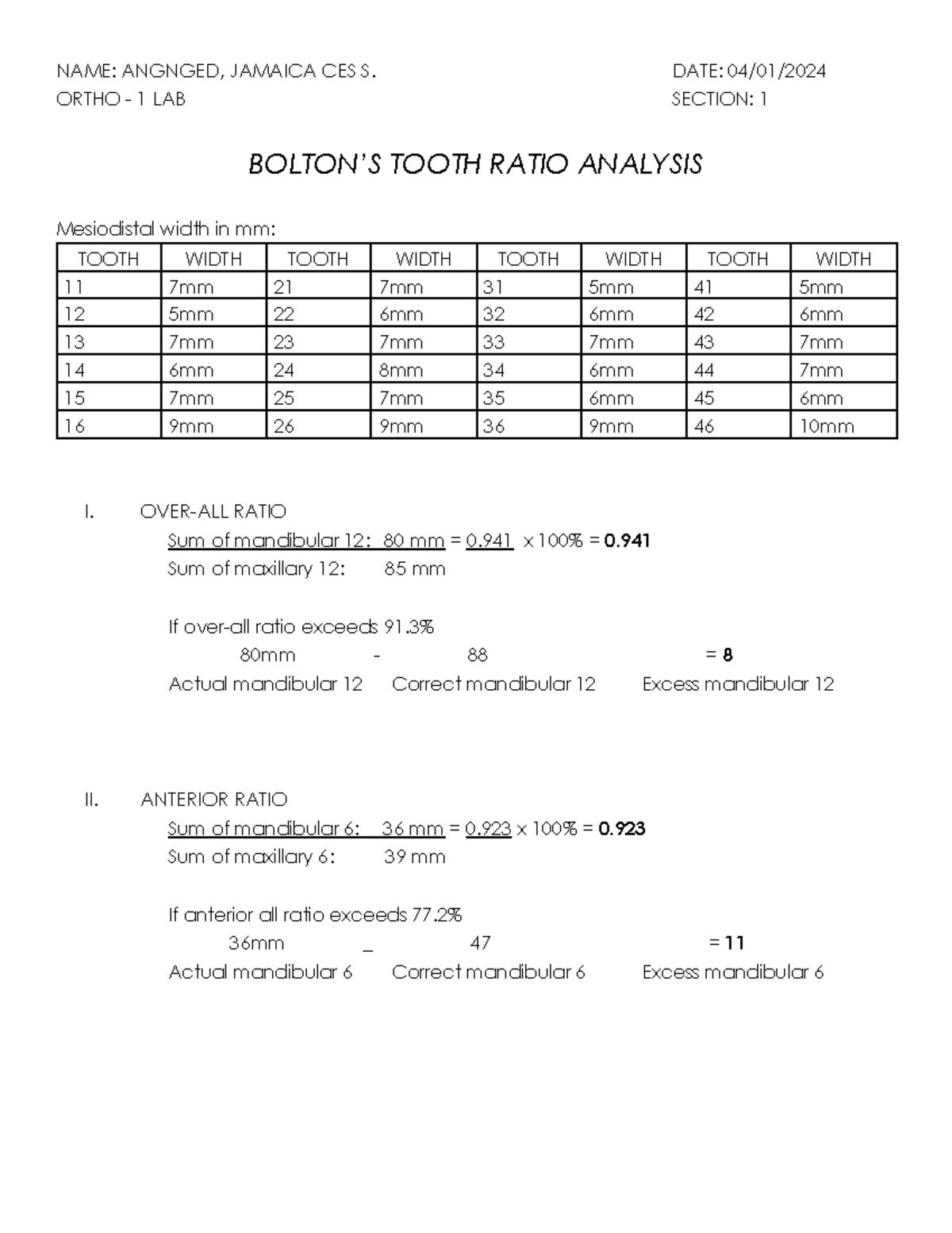 Bolton'S Analysis - study - NAME: ANGNGED, JAMAICA CES S. DATE: 04/01 ...