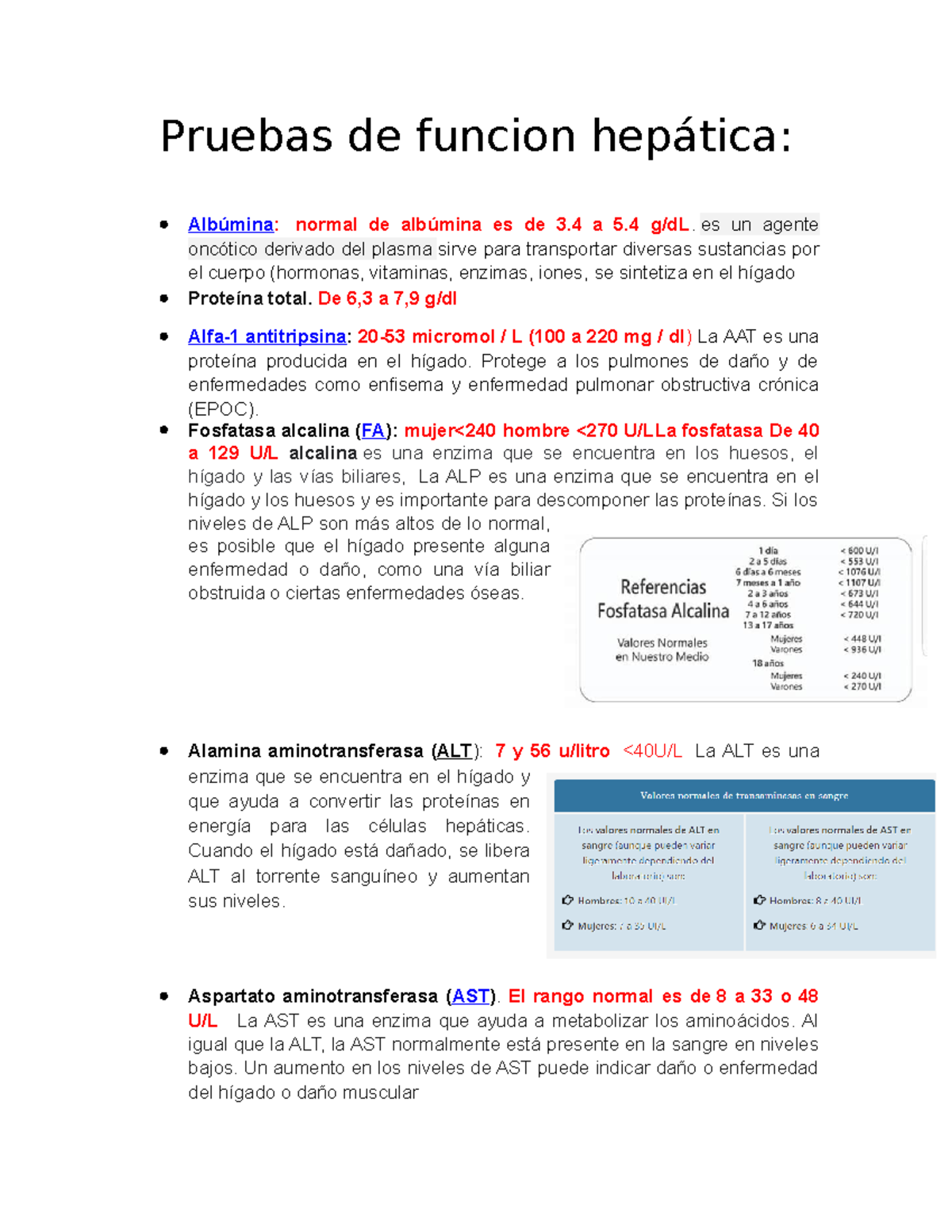 Pruebas de funcion hepática - Pruebas de funcion hepática: Albúmina ...