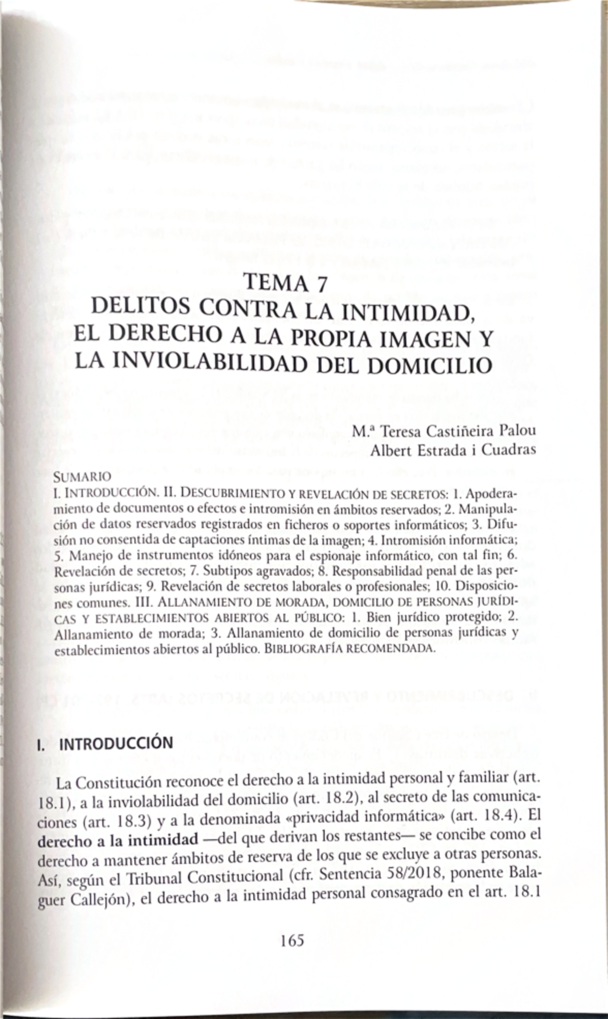 Delitos Contra LA Intimidad - Derecho Penal Parte Especial - Studocu