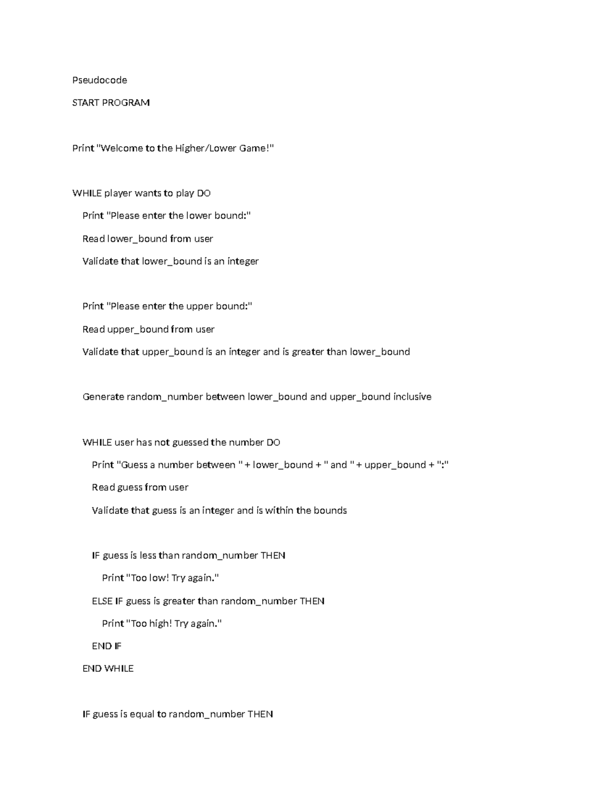 Pseudocode 2nd - pseu - Pseudocode START PROGRAM Print "Welcome to the ...