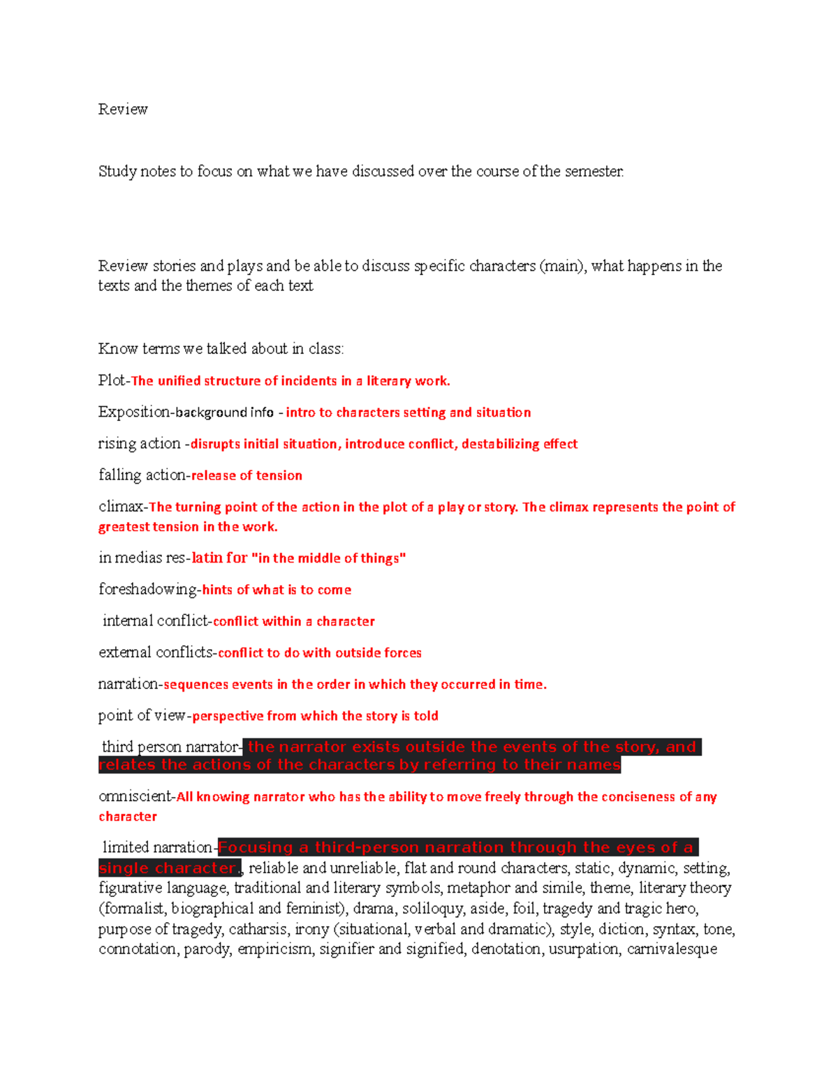 112 Review for Midterm 2018 (Auto Recovered) - Review Study notes to ...