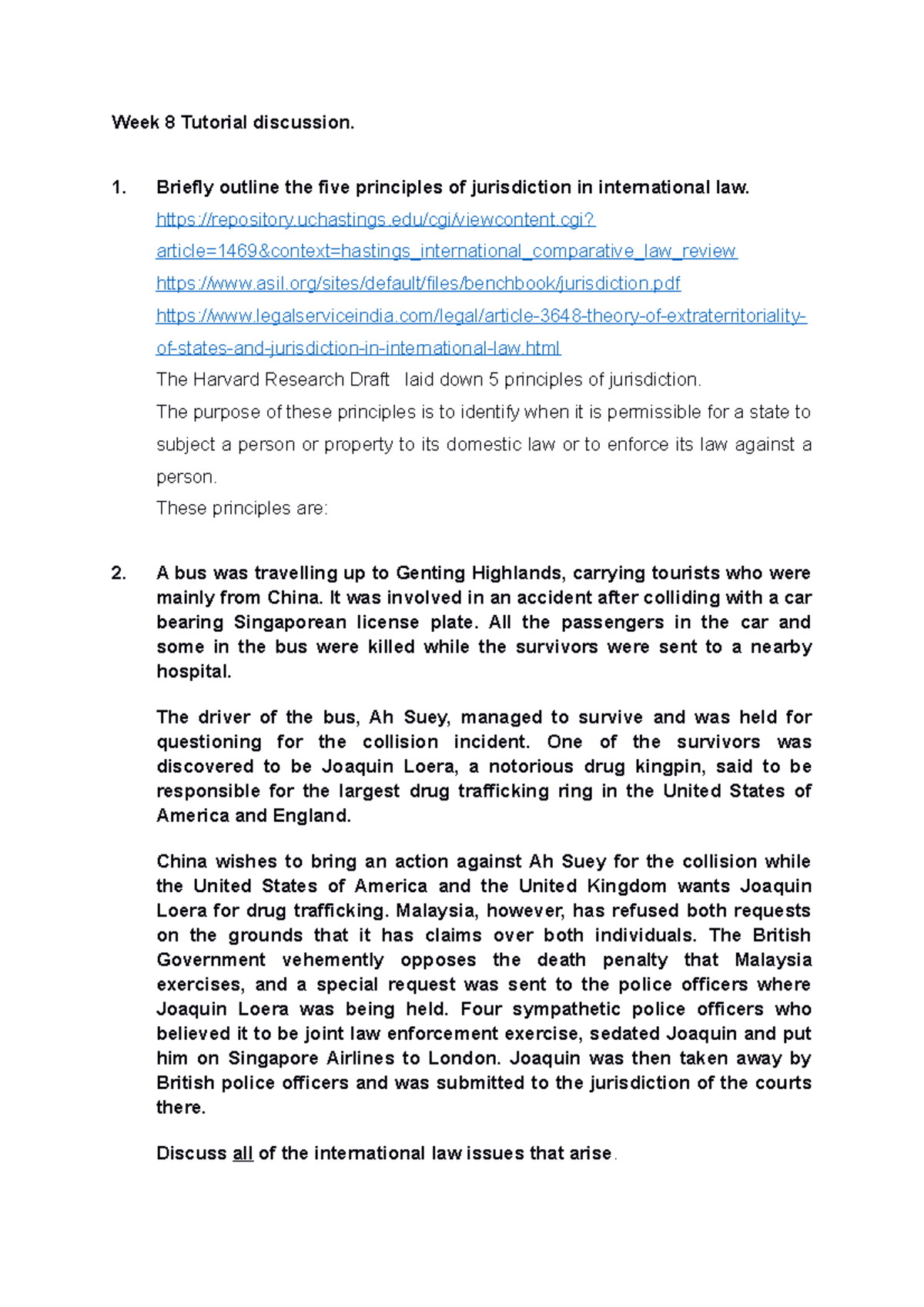 Tutorial discussion (Week 8 ) - Week 8 Tutorial discussion. Briefly ...