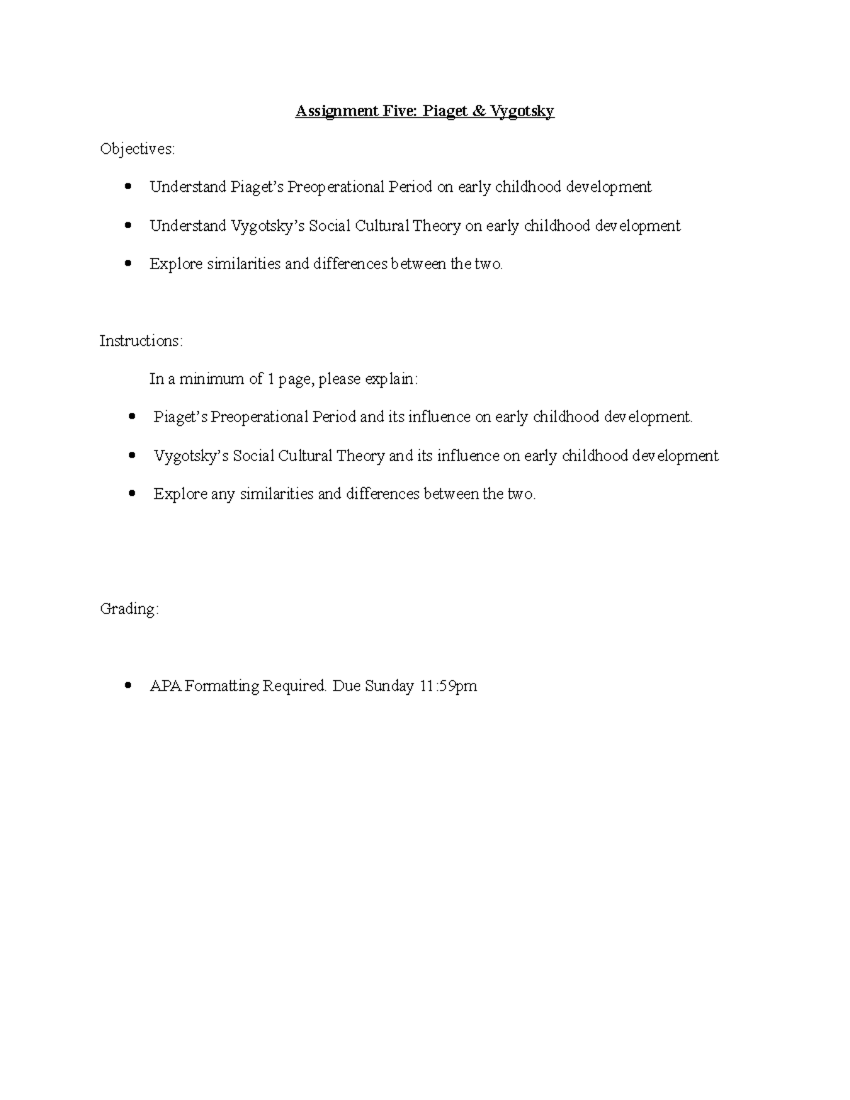 Assignment Five - Instructions: In a minimum of 1 page, please explain ...