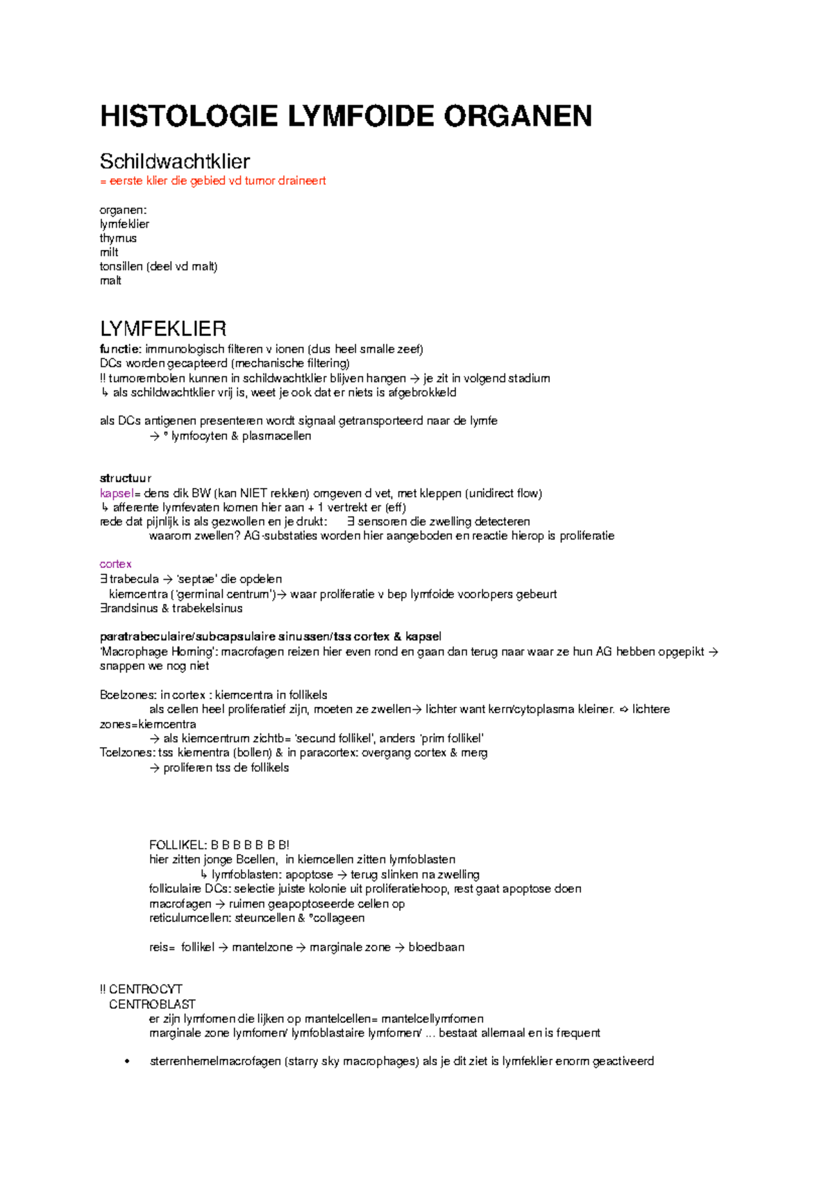 Histologie lymfe - HISTOLOGIE LYMFOIDE ORGANEN Schildwachtklier ...