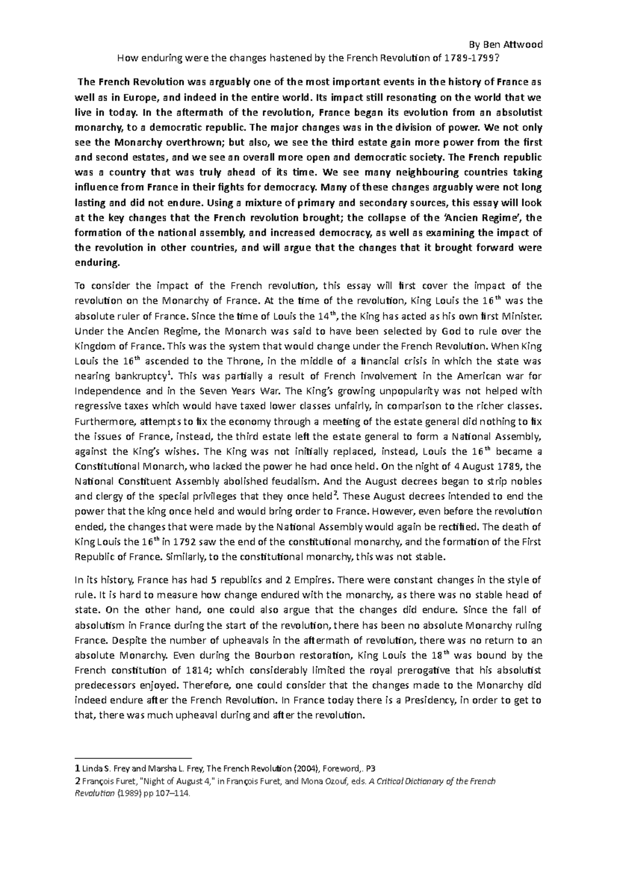 How enduring were the changes hastened by the French Revolution of 1789 ...