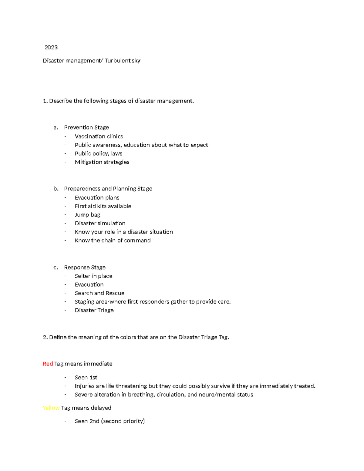 Disaster management pre work - 2023 Disaster management/ Turbulent sky ...