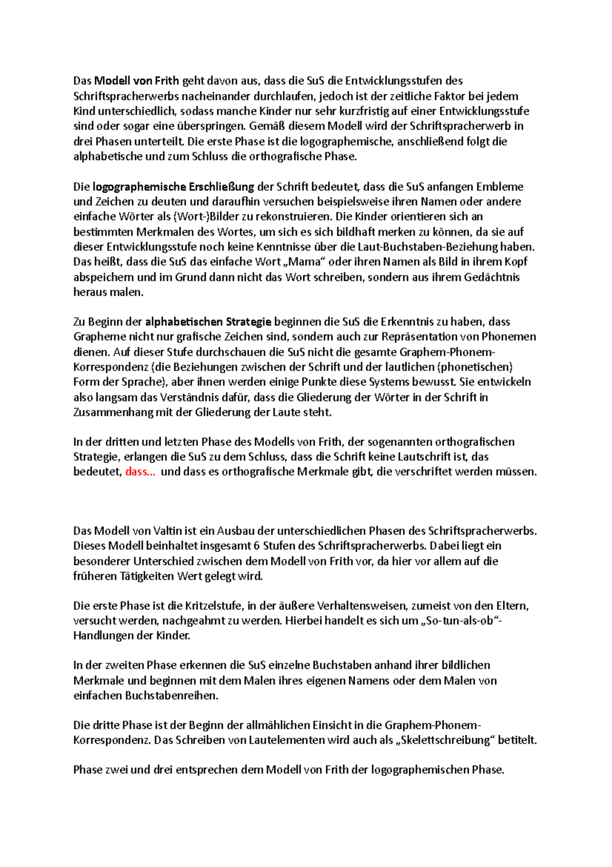 FDDE Prüfung - Zusammenfassung zum Teil - Das Modell von Frith geht ...
