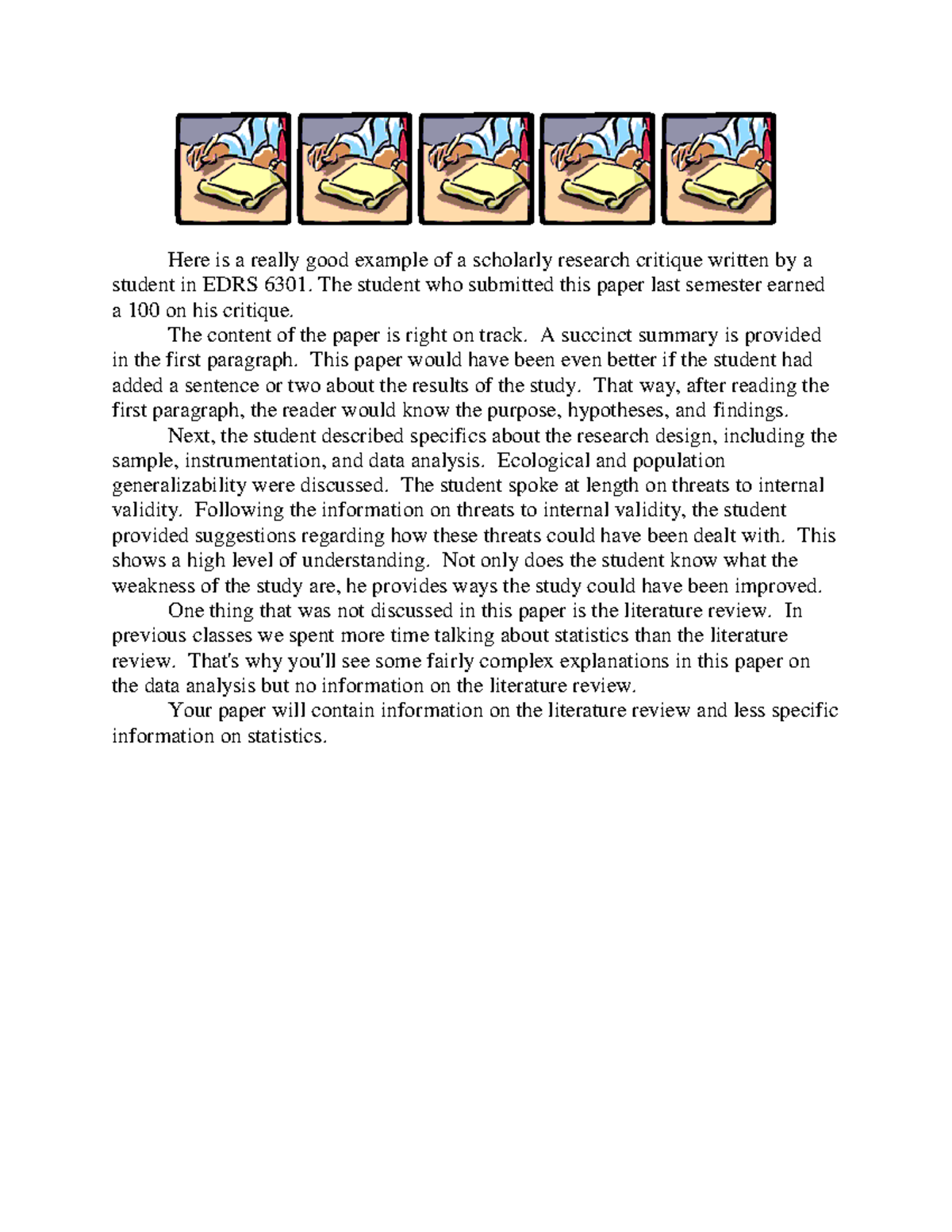 Good Critic Paper - Here is a really good example of a scholarly ...