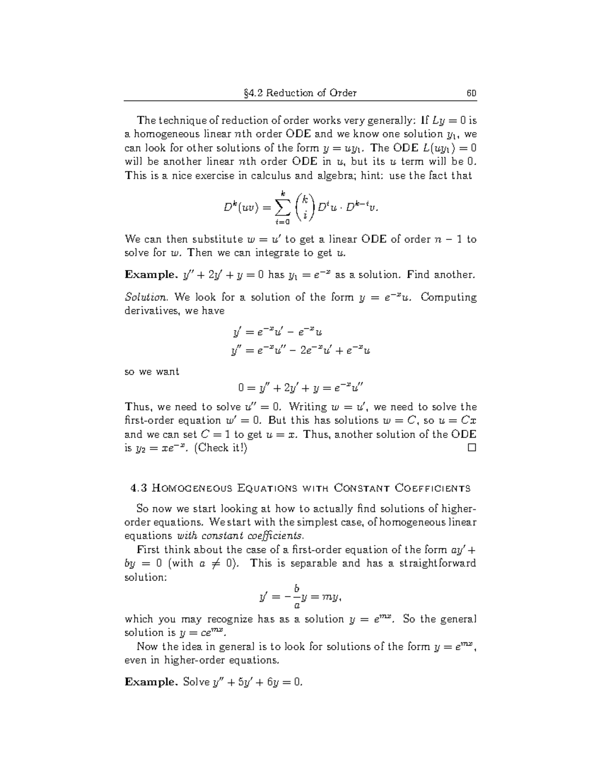 MATH131 Lecture Notes 10-25-2023 - §4 Reduction of Order 60 The ...
