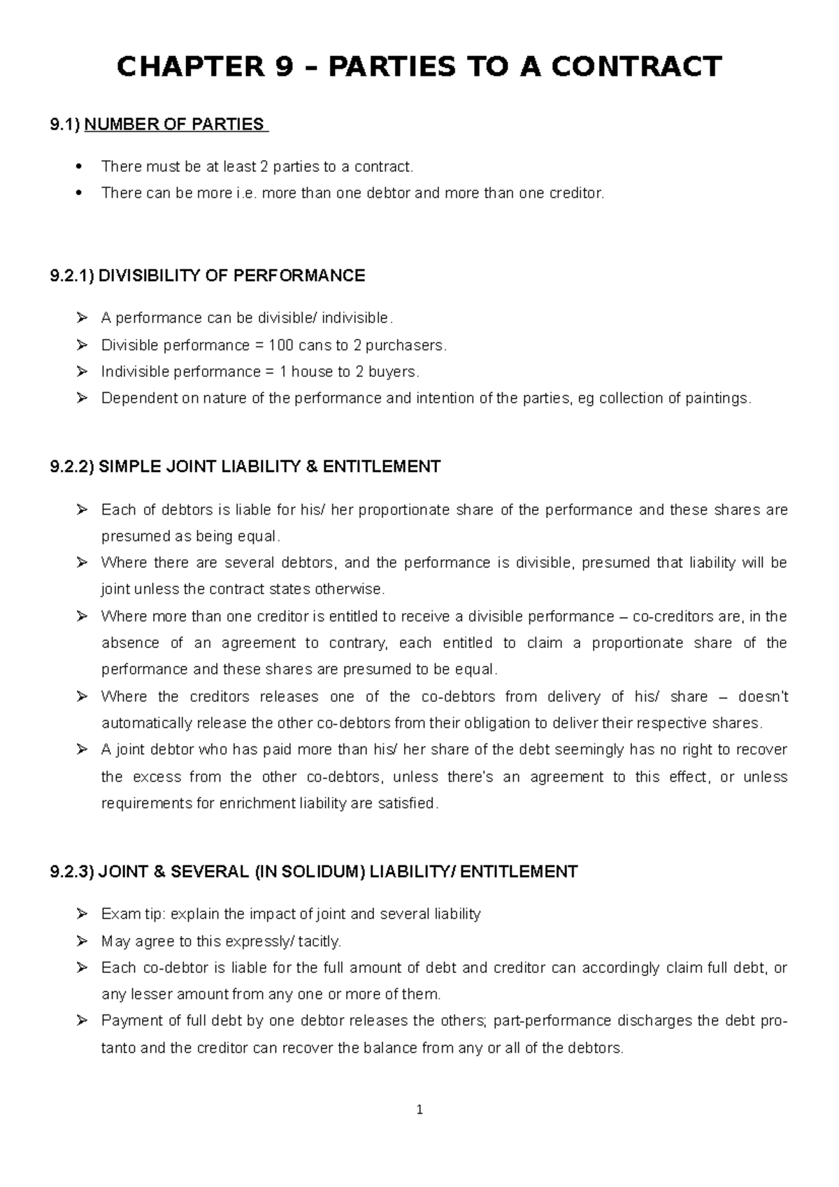 Chapter 9 - PARTIES TO A CONTRACT - CHAPTER 9 PARTIES TO A CONTRACT 9) NUMBER OF PARTIES There ...
