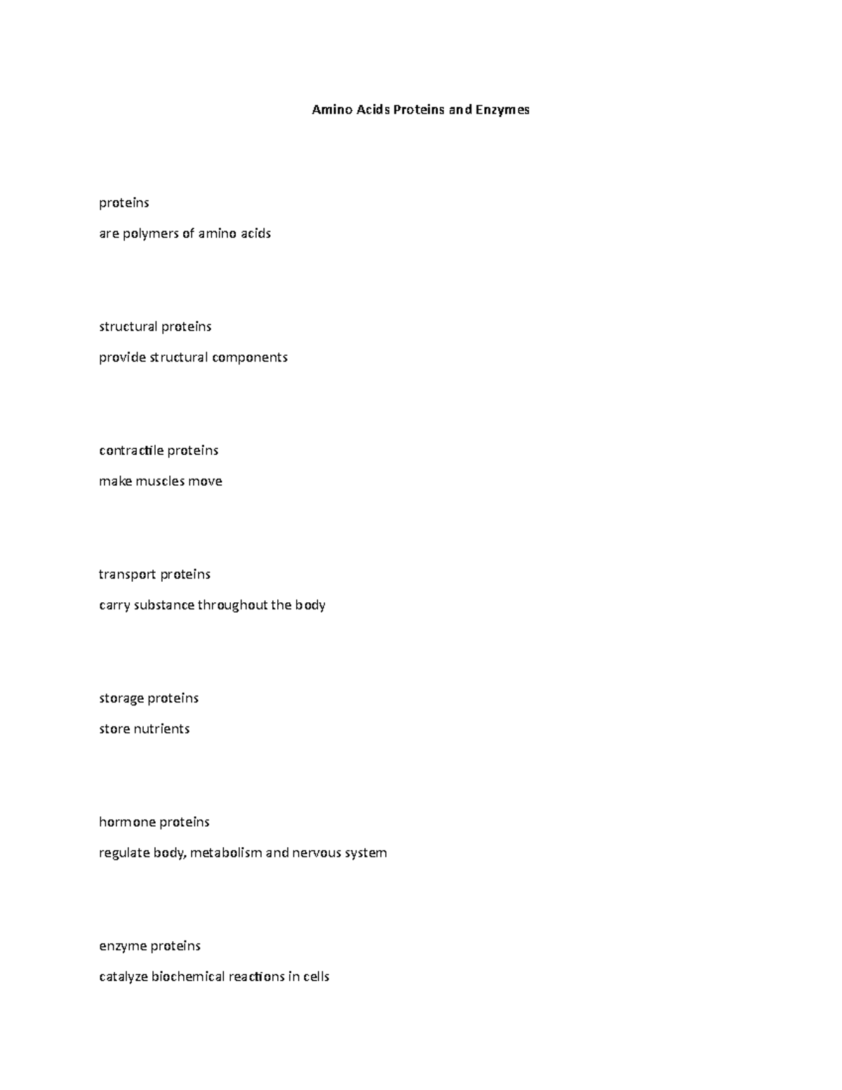 Amino Acids Proteins and Enzymes - Amino Acids Proteins and Enzymes ...