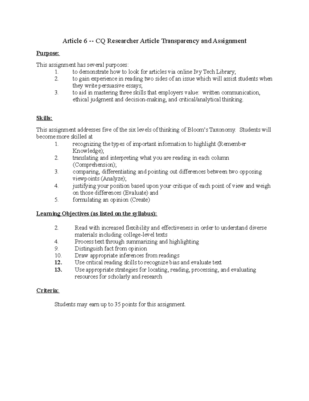 Article 6 CQ Researcher Transparency and Assignment Instructions ...