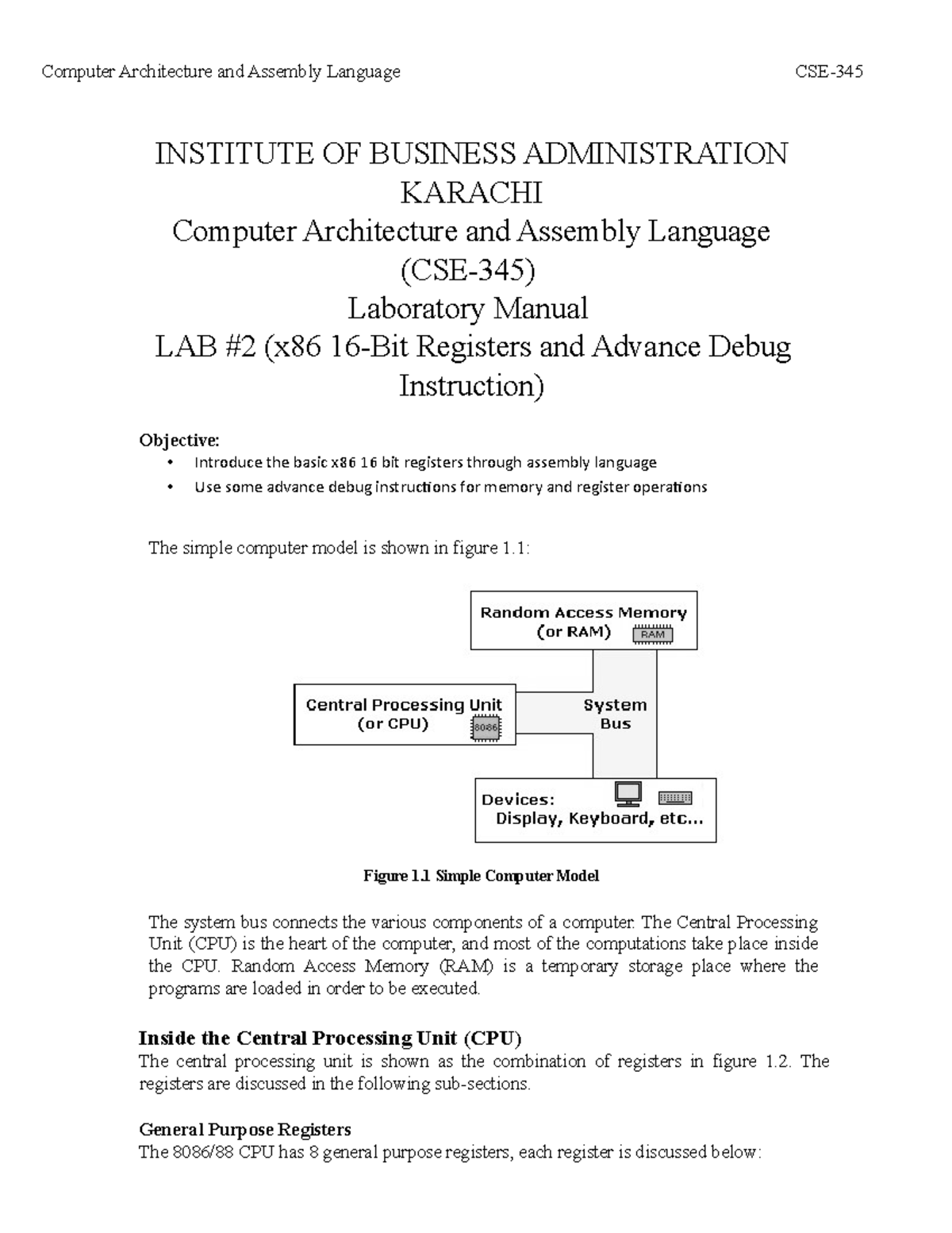 Lab2-Registers in x86-1 computer architecture and as - INSTITUTE OF ...