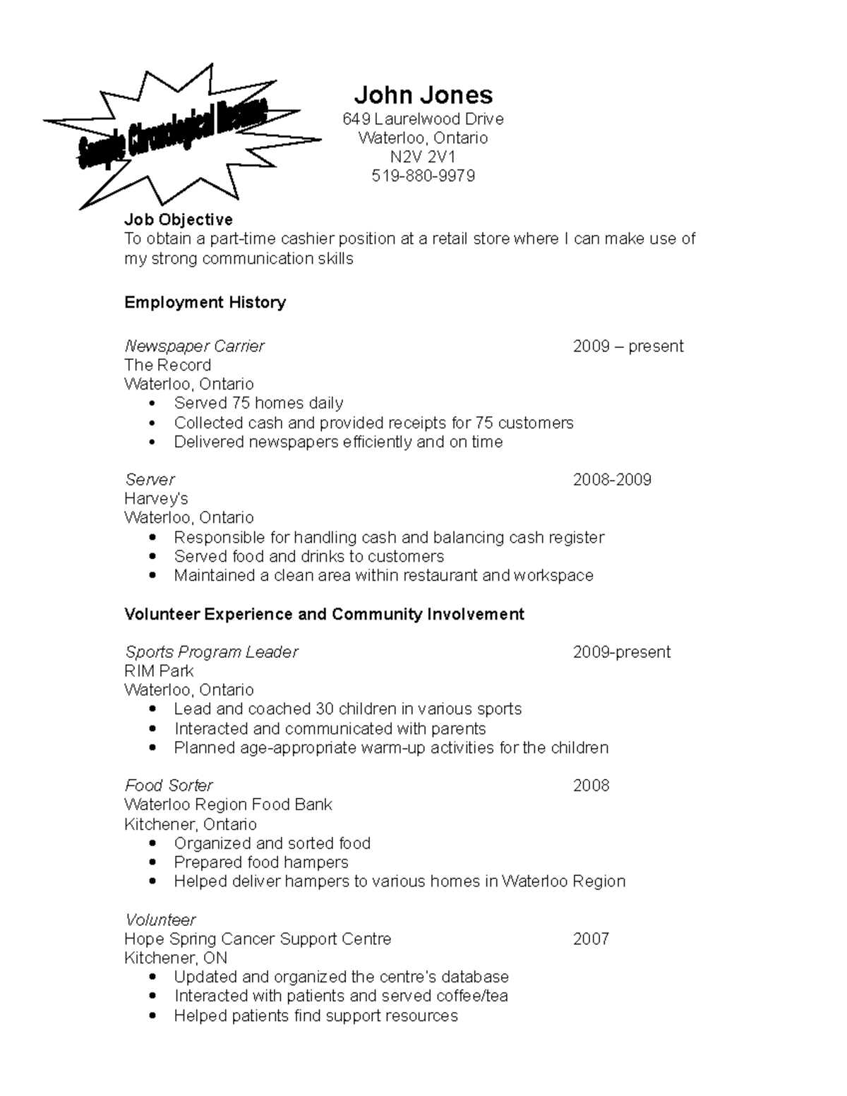 sample chronological resume 03-24-11 - John Jones 649 Laurelwood Drive ...