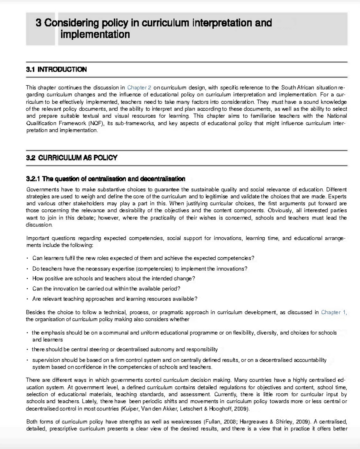 CUS Chapter 3 - TEXTBOOK - 3 Considering policy in curriculum interpretation and implementation ...