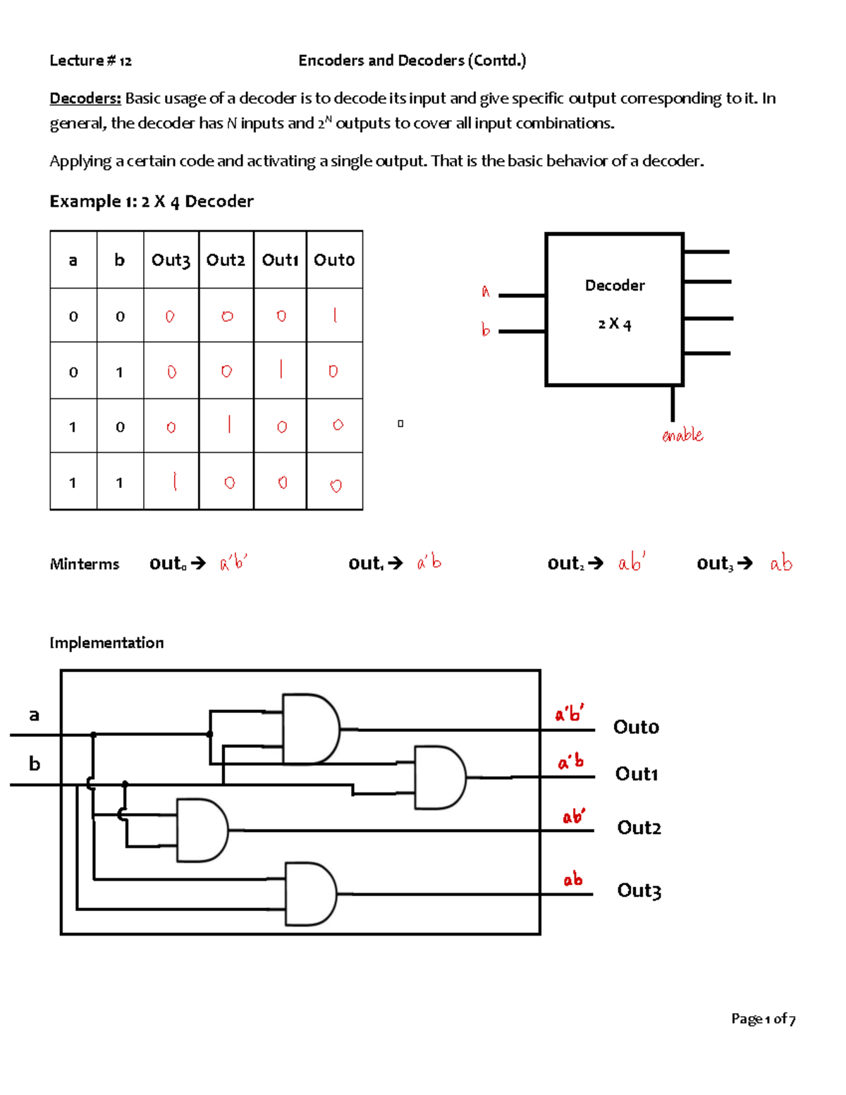 Lecture 12 - Professor Yarkin Doroz - Lecture # 12 Encoders and Decoders (Contd.) Decoders ...