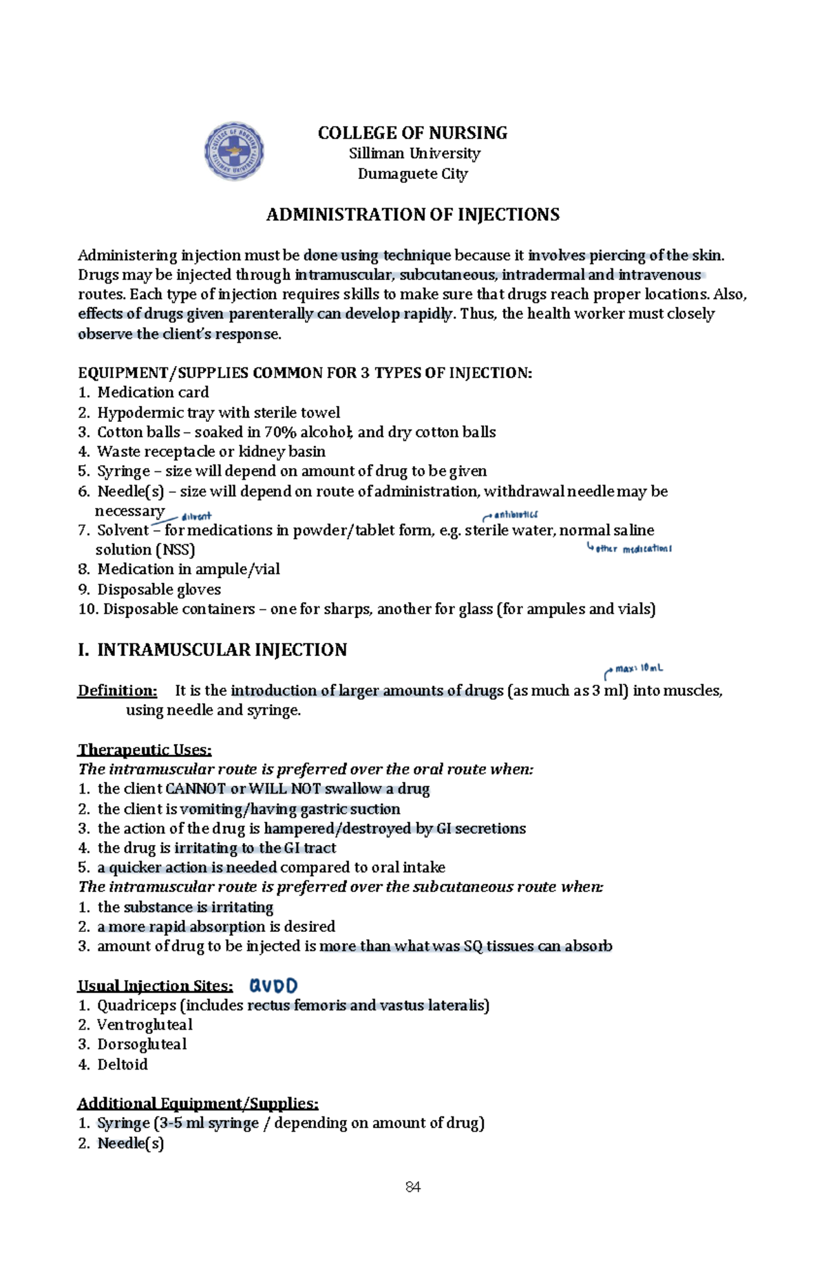 4. Administration of Injections 2 - COLLEGE OF NURSING Silliman ...