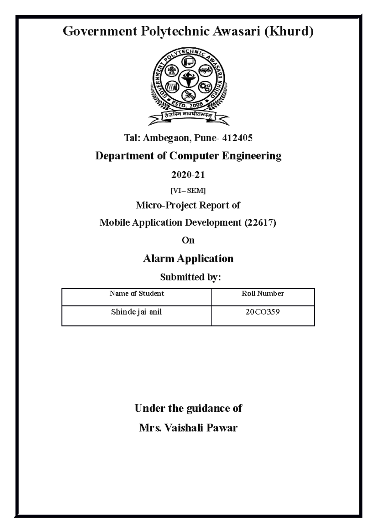 PART A ( Android) - Government Polytechnic Awasari (Khurd) Tal ...