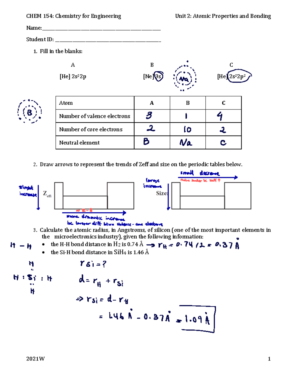 Chemistry for engieering- unit 2: atomic properties and bonding - - Studocu