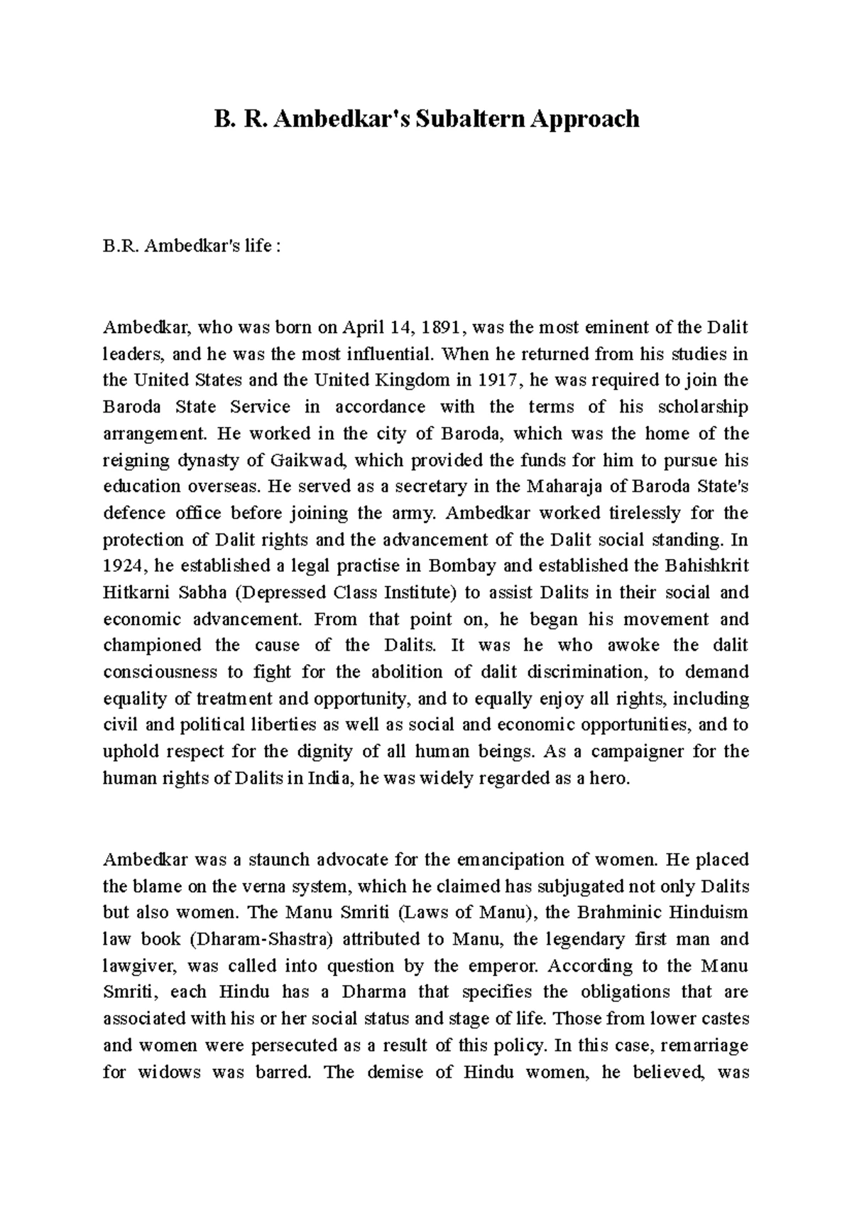 1. Subaltern Perspective AND Ambedkar'S Contribution - SOCIOLOGY ...