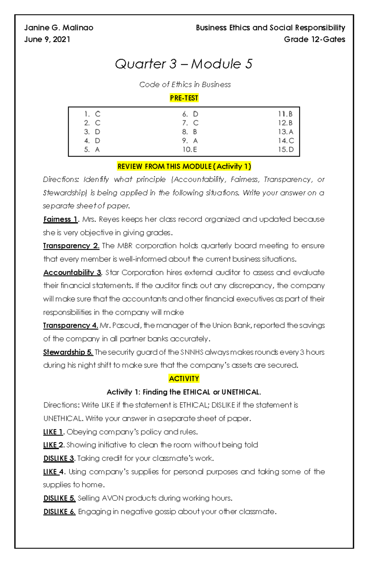 BESR Q3 M3 Janine G Malinao Gates - h Quarter 3 – Module 5 Code of ...