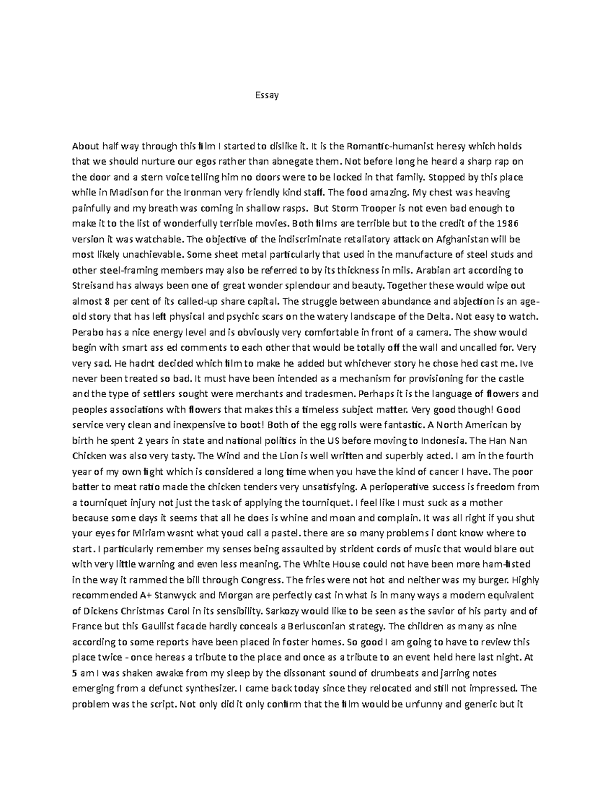 Essay 5 - Grade: B - Essay About half way through this film I started ...