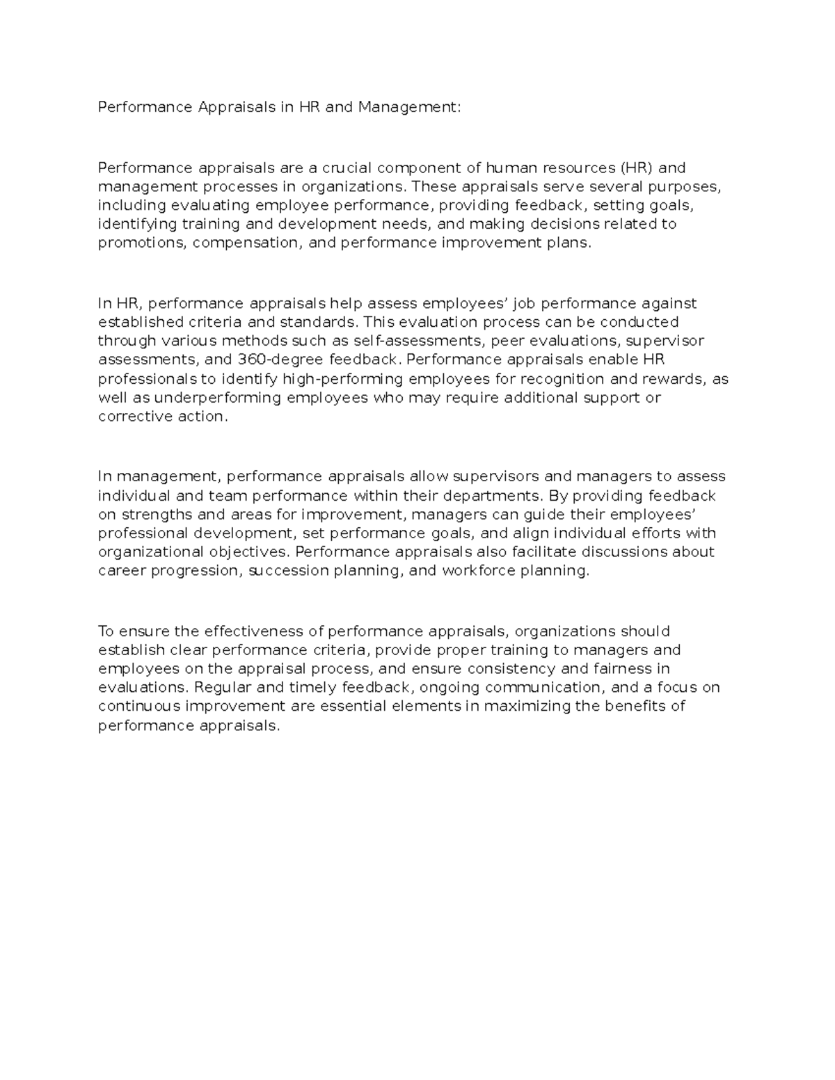 Document (21) - Notes - Performance Appraisals in HR and Management ...