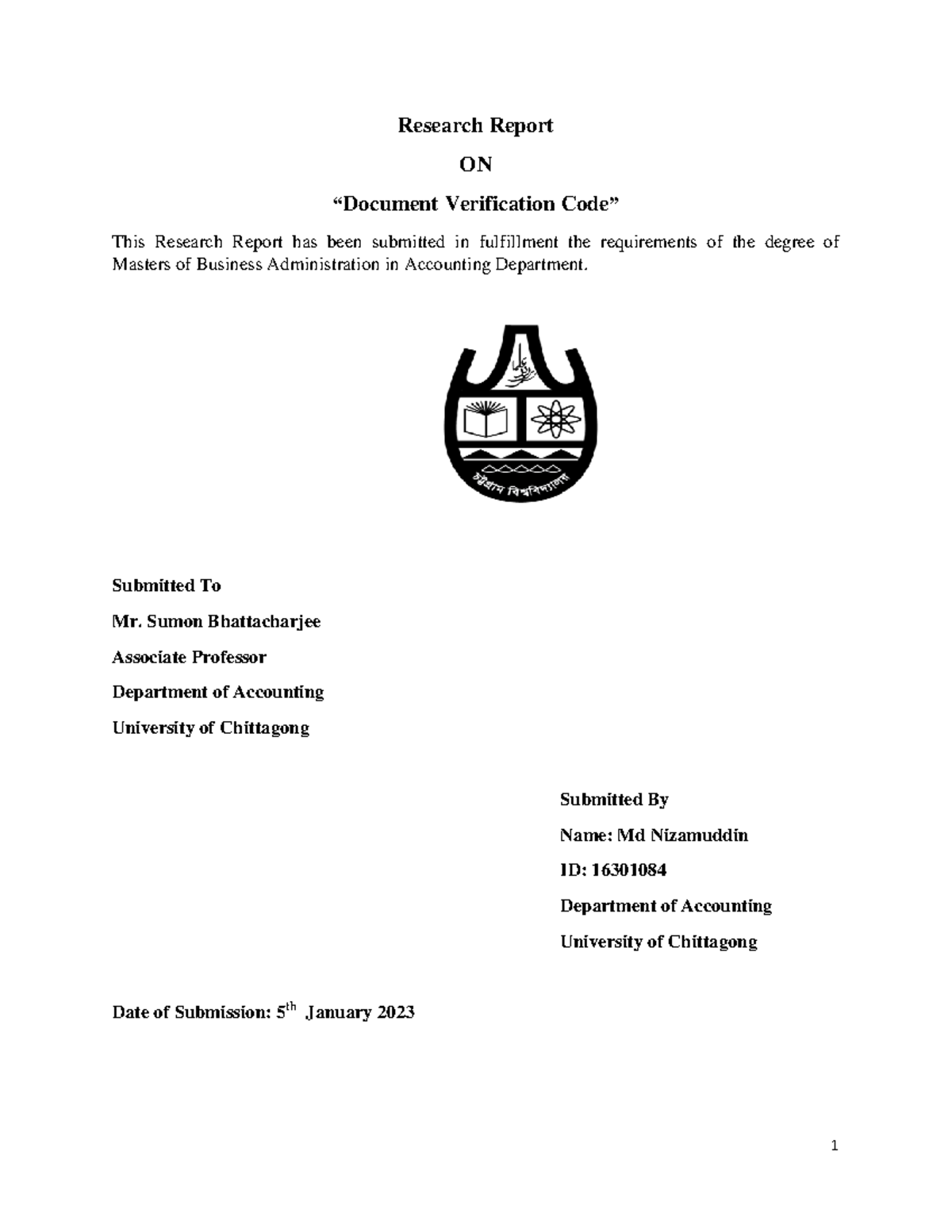 Thesis on DVC Code 2022 Final - Research Report ON “Document ...