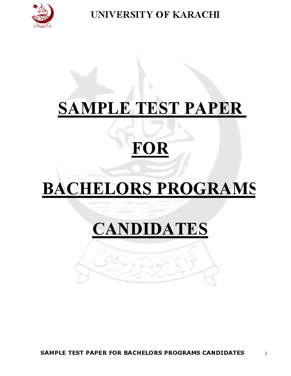 Stpbachc - qUESTIONS FOR PRACTICE - SAMPLE TEST PAPER FOR BACHELORS ...