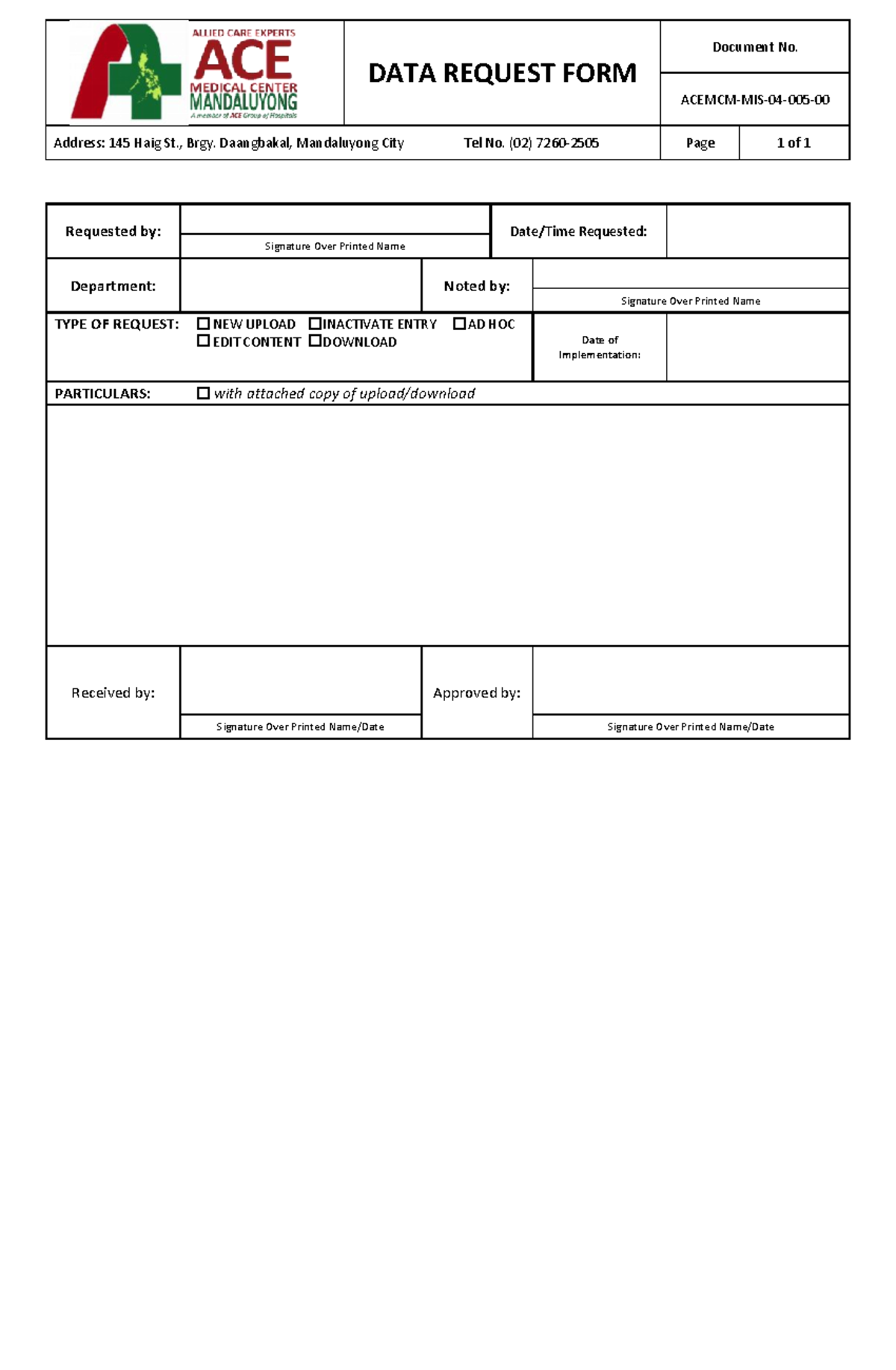 DR FORM - asd - Requested by: Date/Time Requested: Signature Over ...