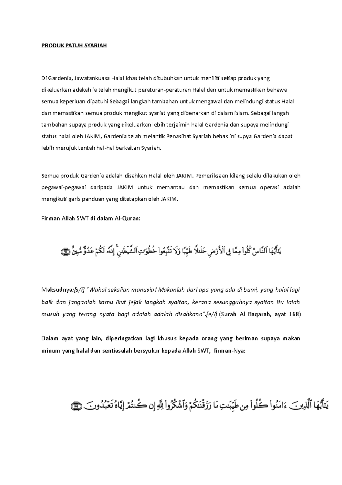 Produk Patuh Syariah Gardenia - PRODUK PATUH SYARIAH Di Gardenia ...