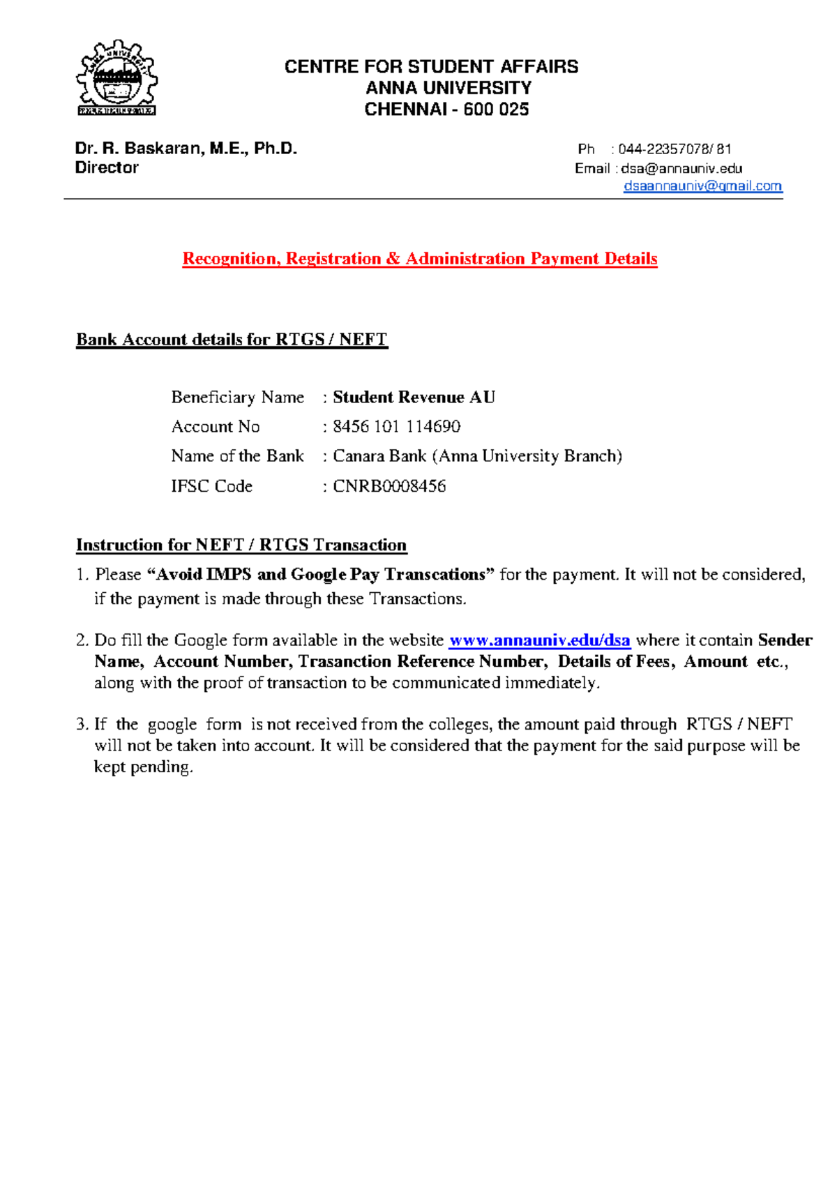 RRA Payment Details - Summary Mechanical engineering - CENTRE FOR ...