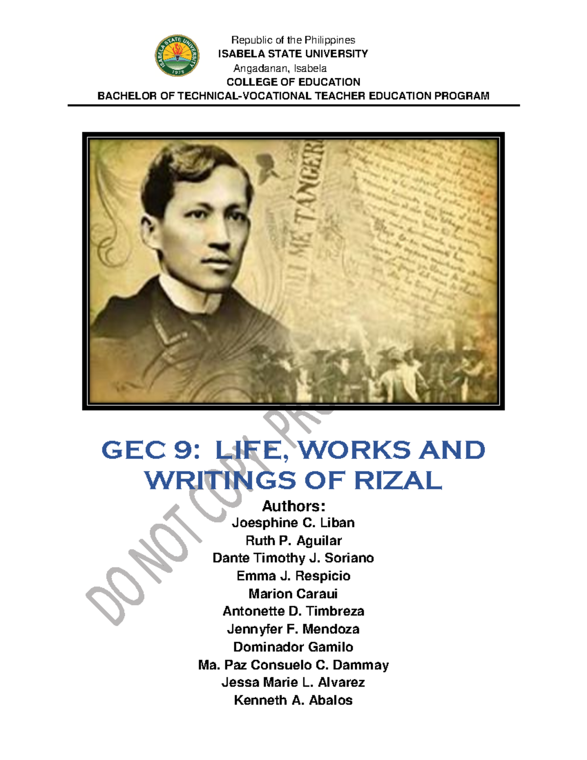 Chapter- 3 - This is a module on GEC 9 - Life and Works of Rizal - ISABELA STATE UNIVERSITY ...